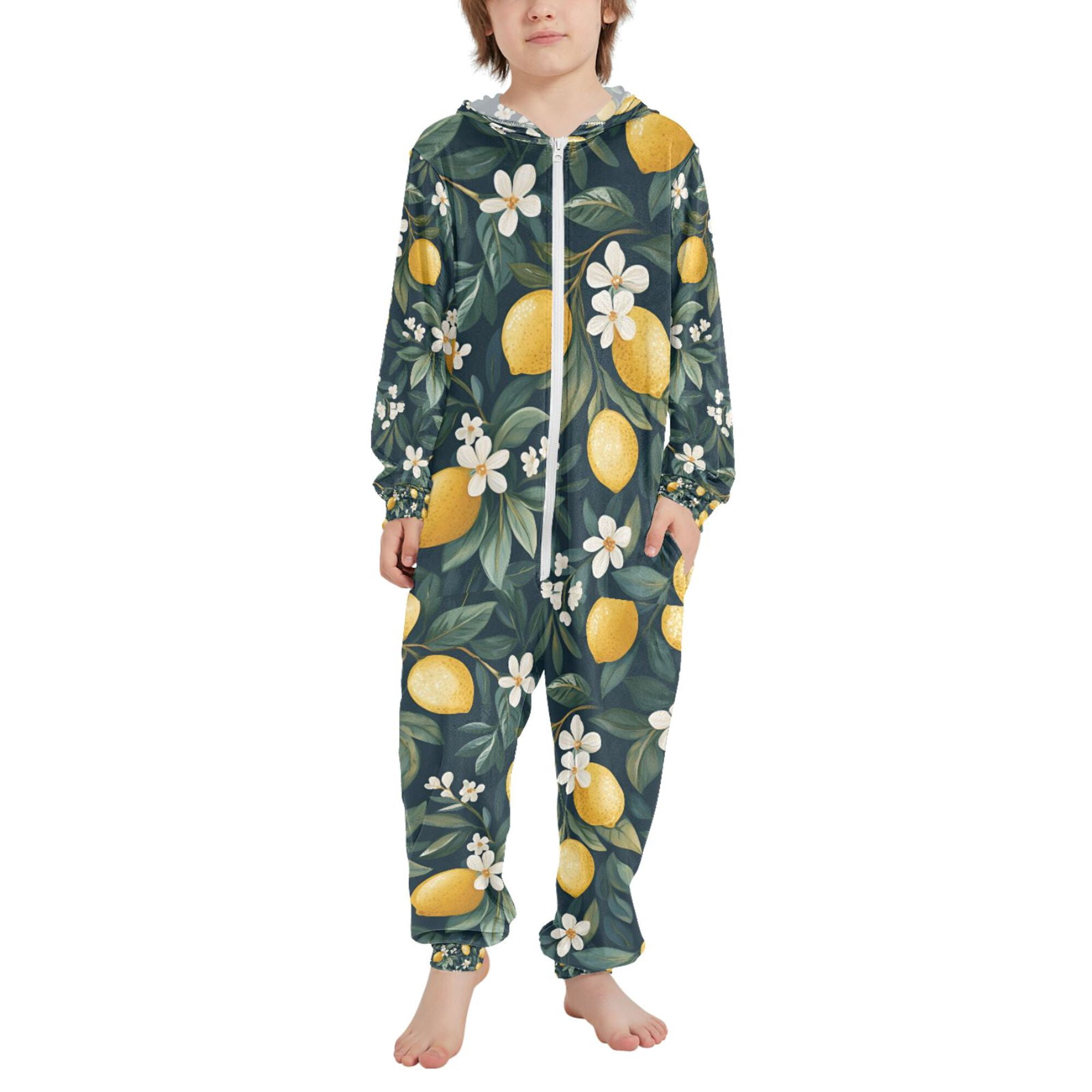 FORMRS Kids One-Piece Pajamas Hooded Long Sleeve Union Suit Soft Onesie ...