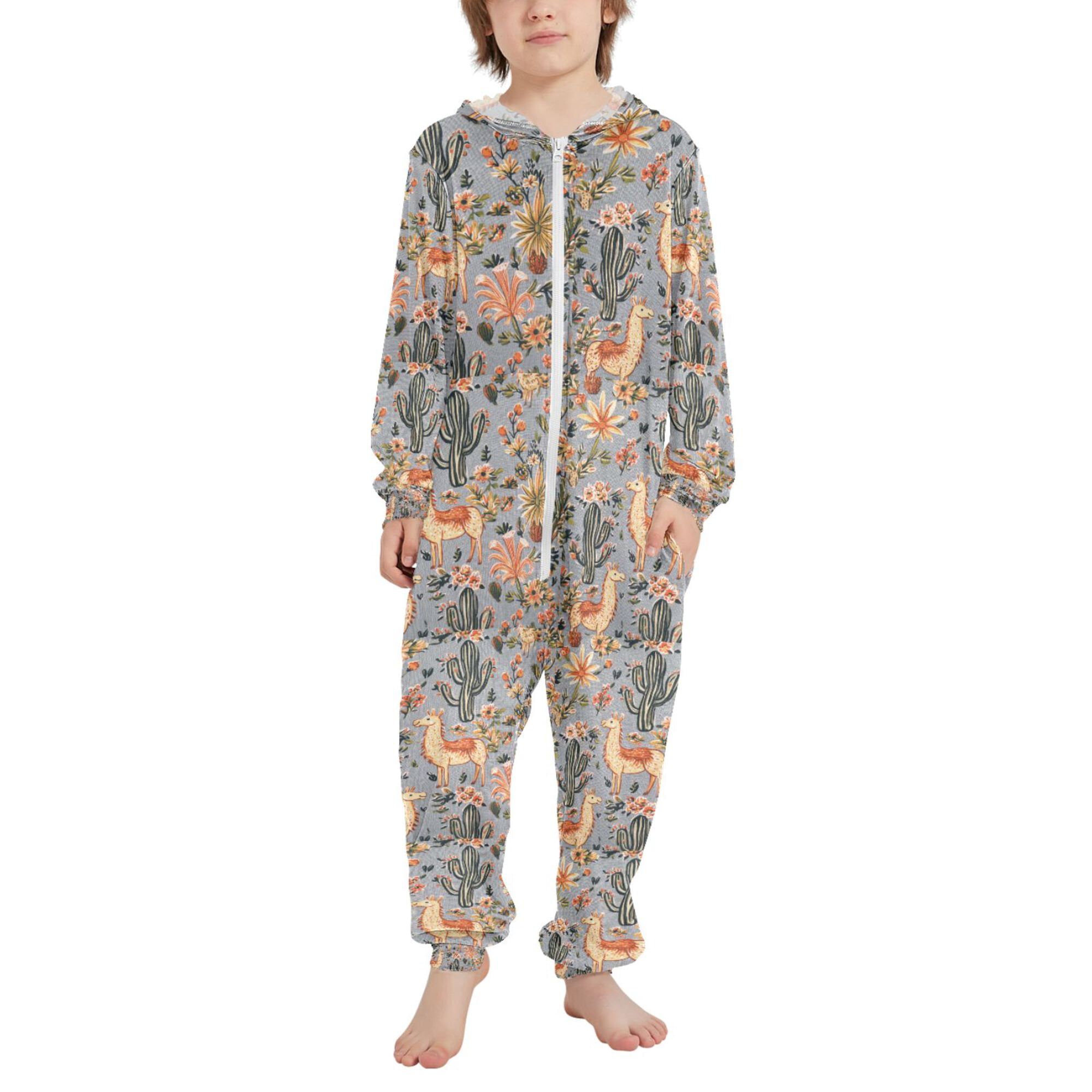 FORMRS Kids One-Piece Pajamas Hooded Long Sleeve Union Suit Soft Onesie ...