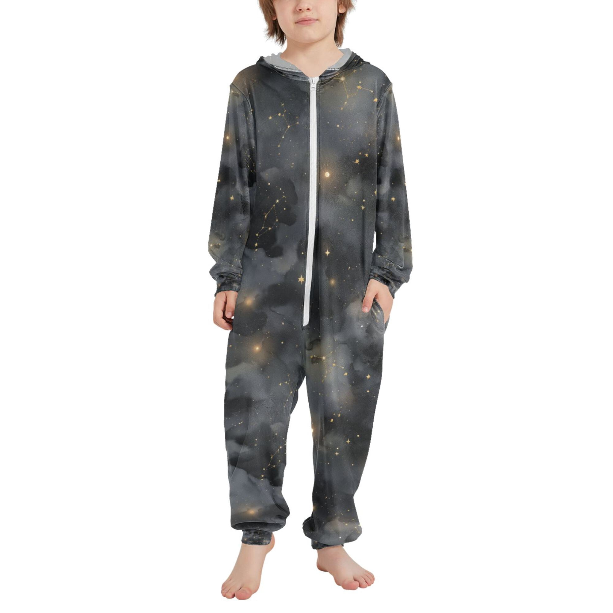 FORMRS Kids One-Piece Pajamas Hooded Long Sleeve Union Suit Soft Onesie ...