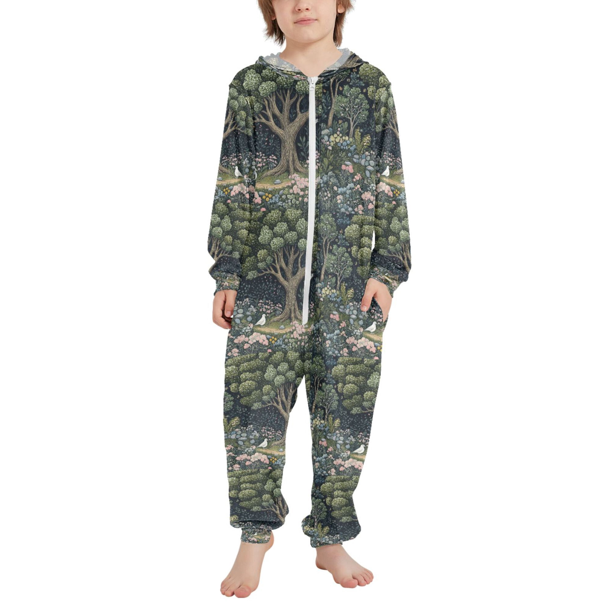 FORMRS Kids One-Piece Pajamas Hooded Long Sleeve Union Suit Soft Onesie ...