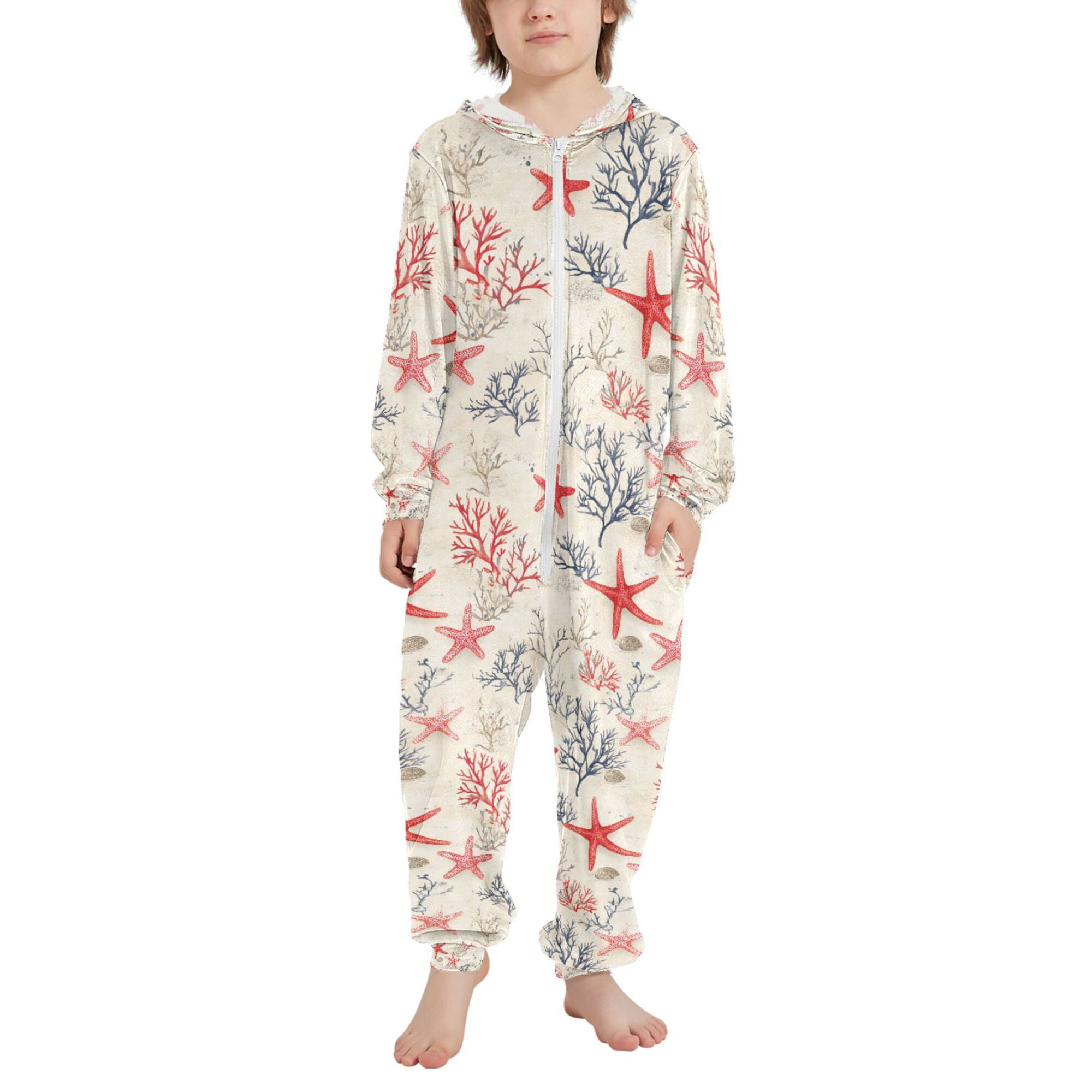 FORMRS Kids One-Piece Pajamas Hooded Long Sleeve Union Suit Soft Onesie ...