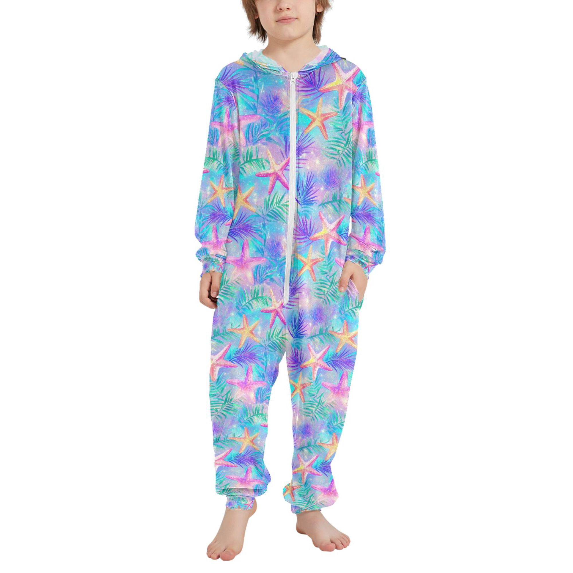 FORMRS Kids One-Piece Pajamas Hooded Long Sleeve Union Suit Soft Onesie ...