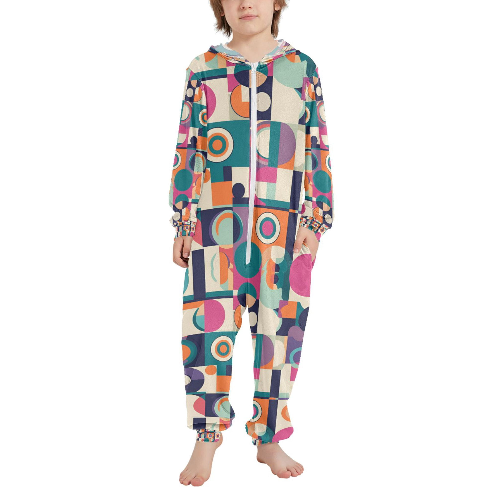 FORMRS Kids One-Piece Pajamas Hooded Long Sleeve Union Suit Soft Onesie ...