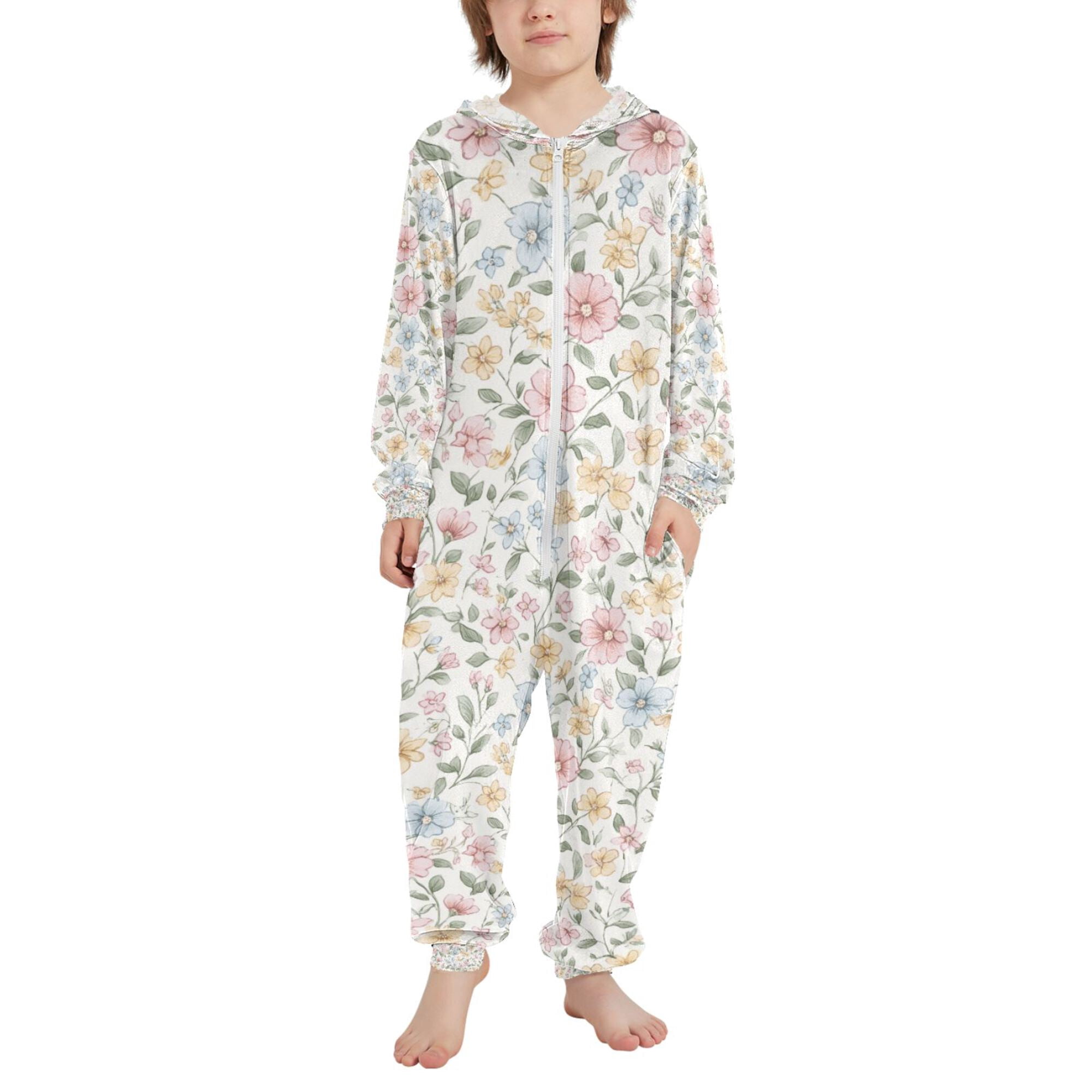 FORMRS Kids One-Piece Pajamas Hooded Long Sleeve Union Suit Soft Onesie ...