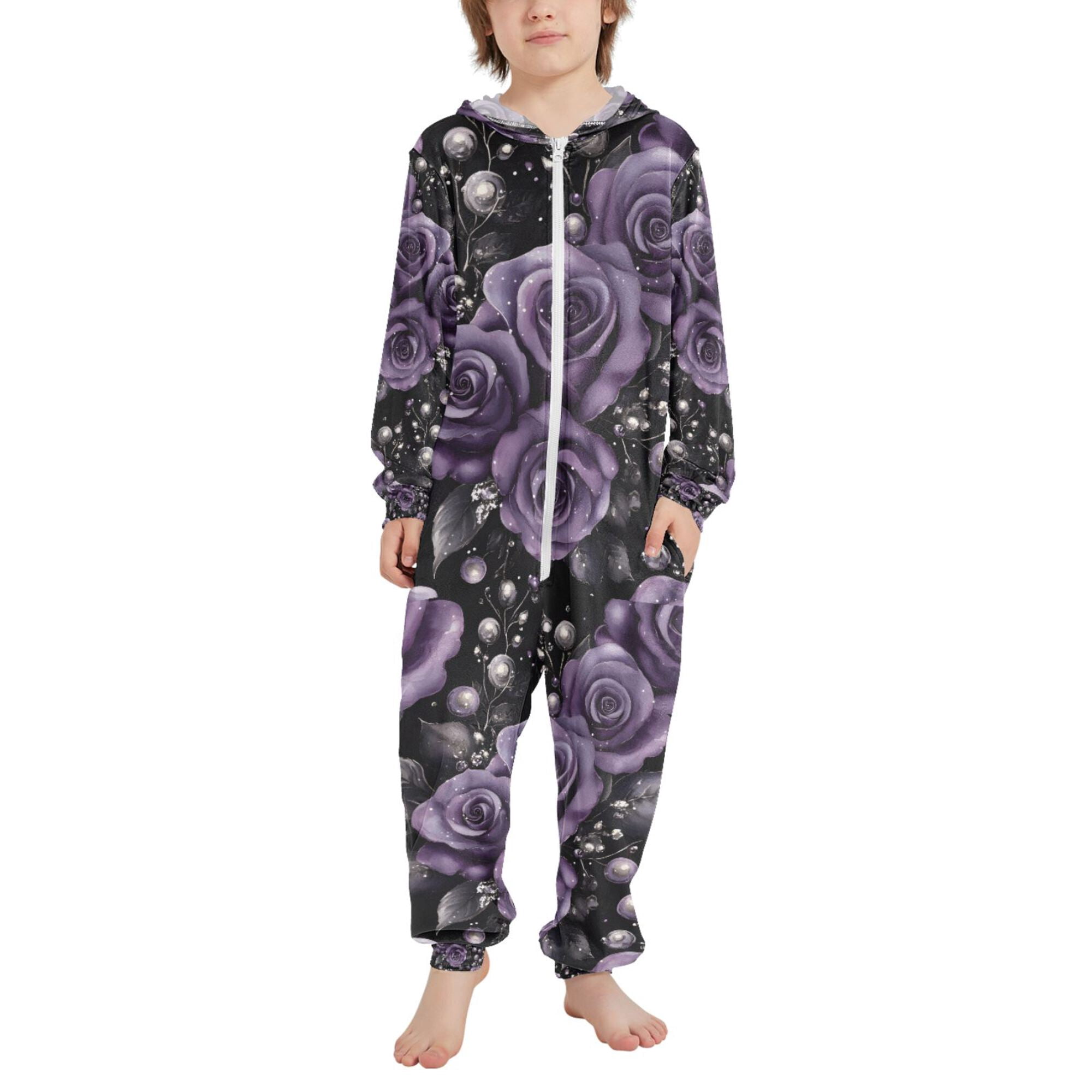FORMRS Kids One-Piece Pajamas Hooded Long Sleeve Union Suit Soft Onesie ...