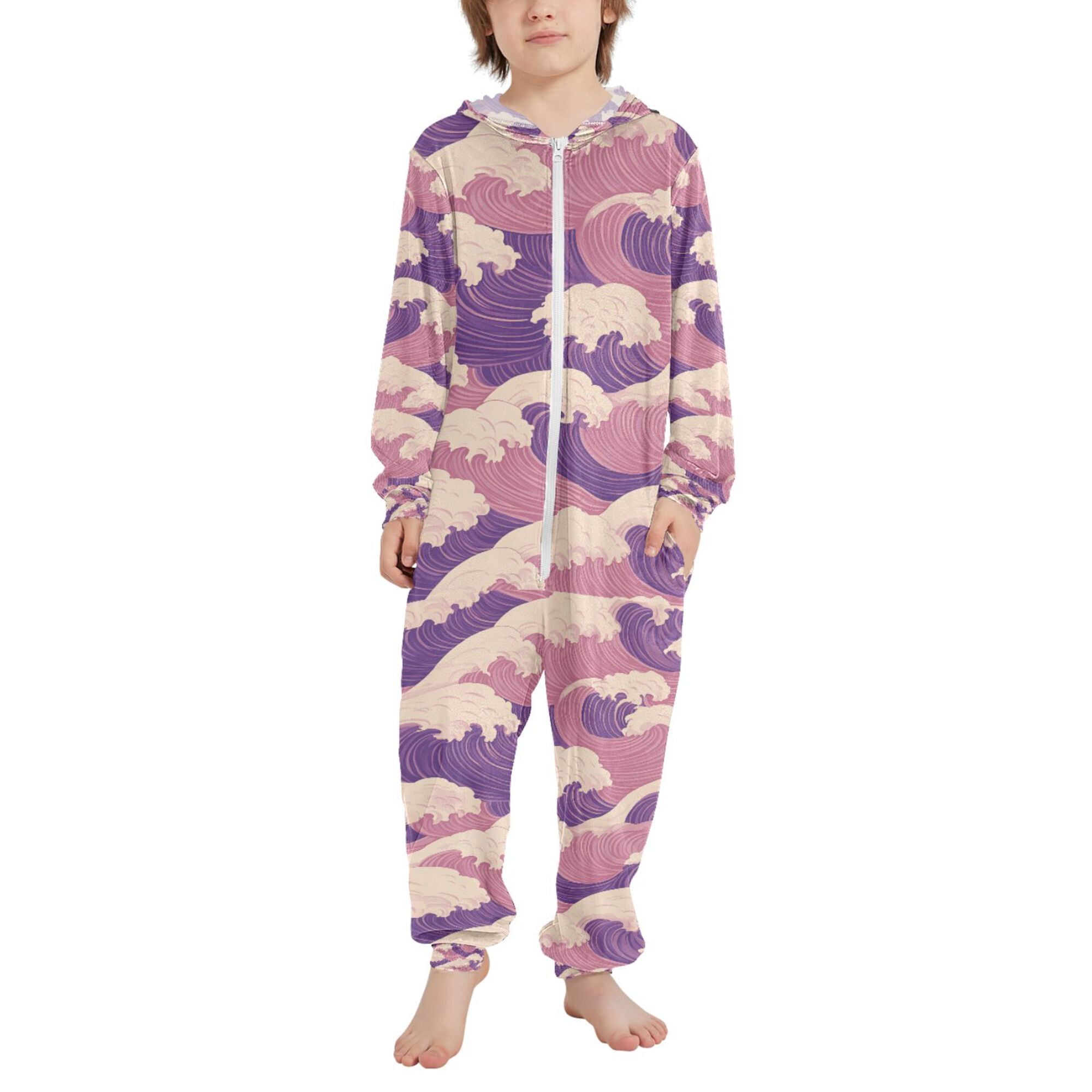 FORMRS Kids One-Piece Pajamas Hooded Long Sleeve Union Suit Soft Onesie ...