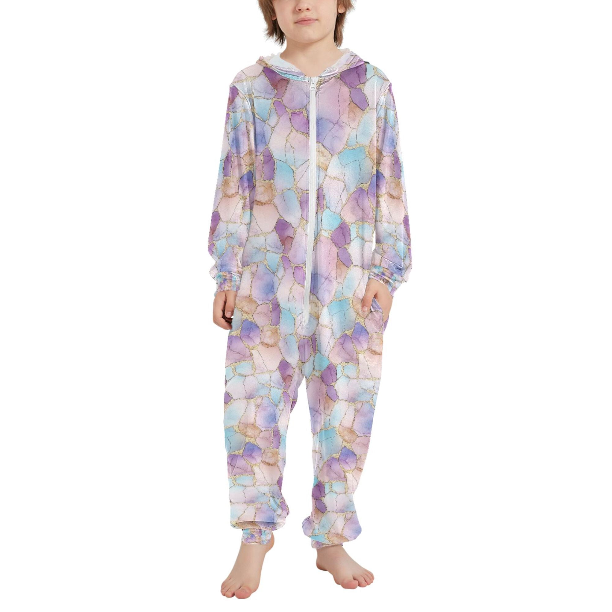 FORMRS Kids One-Piece Pajamas Hooded Long Sleeve Union Suit Soft Onesie ...
