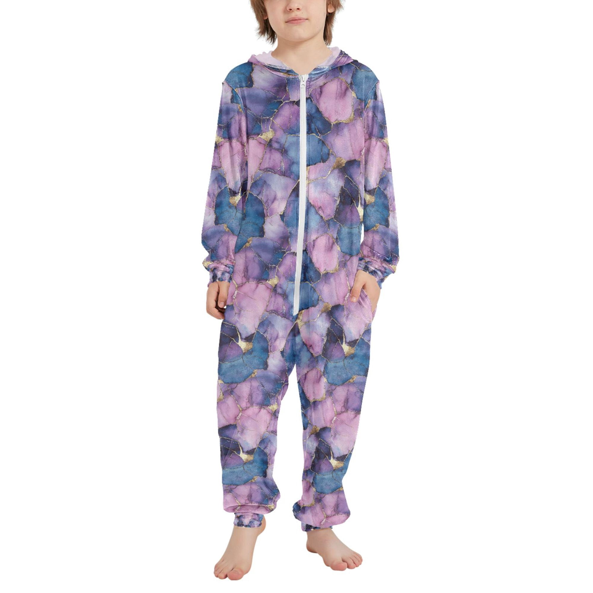 FORMRS Kids One-Piece Pajamas Hooded Long Sleeve Union Suit Soft Onesie ...