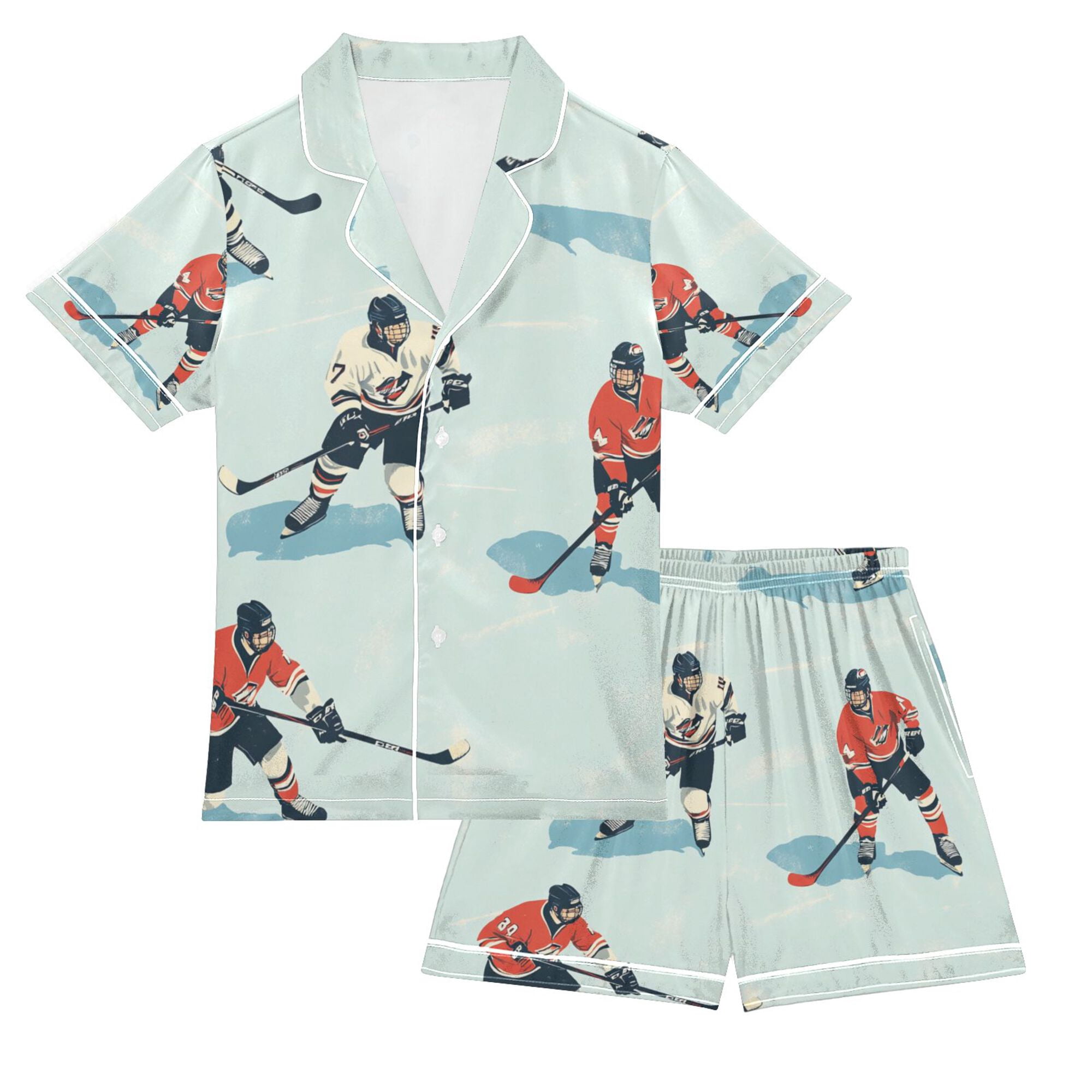FORMRS Niños Short Sleeve Top and Pants Pajama Set Unisex Satin 2-Piece ...