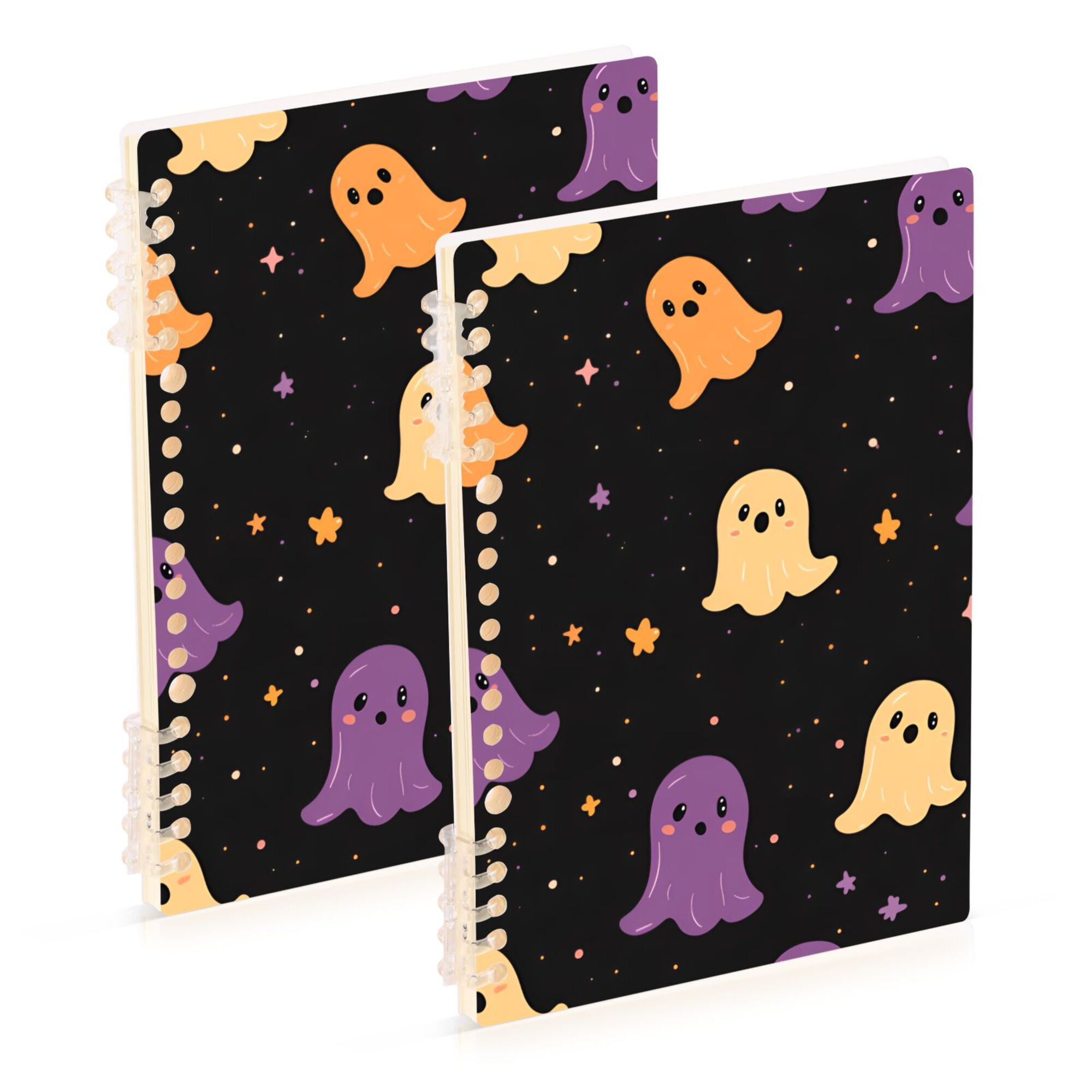 FORMRS 1-Subject Spiral Notebook 8" x 5" College Ruled 60 Refillable Sheet, Black Halloween ...