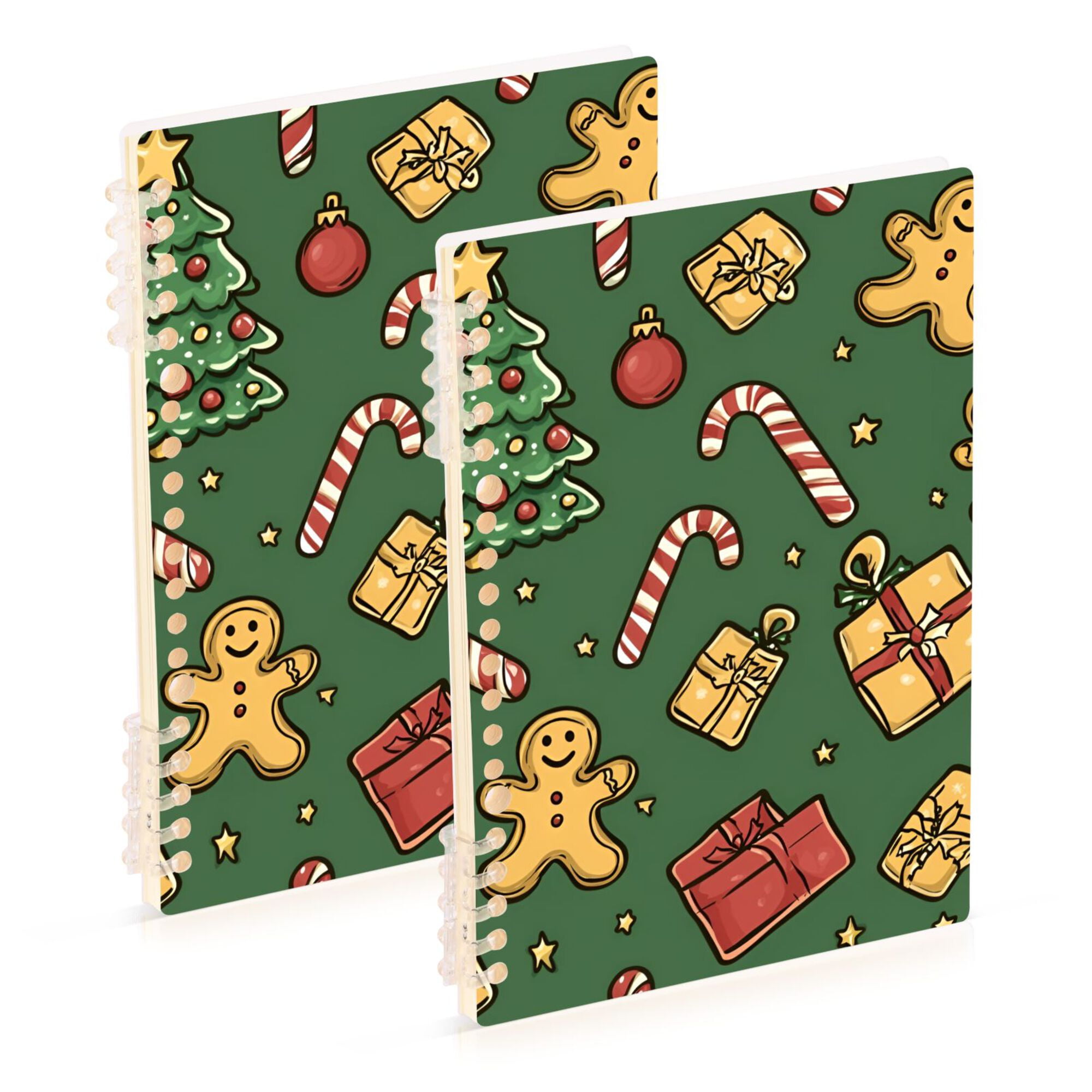 FORMRS 1-Subject Spiral Notebook 8" x 5" College Ruled 60 Refillable Sheet, Yellow Christmas ...