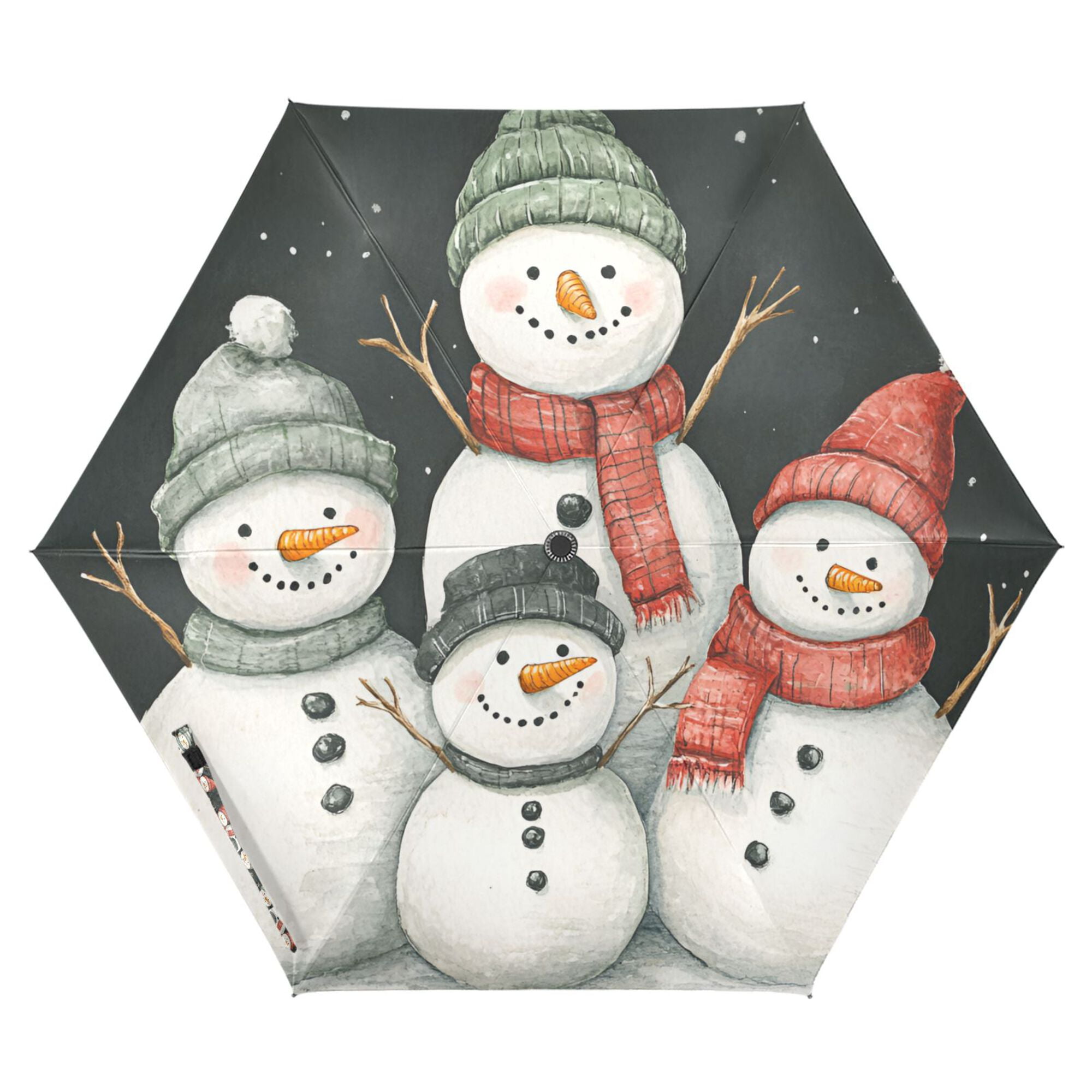 FORMRS Travel Umbrella Folding Auto Open Close Windproof Rain UV Protection, Snowman Family ...