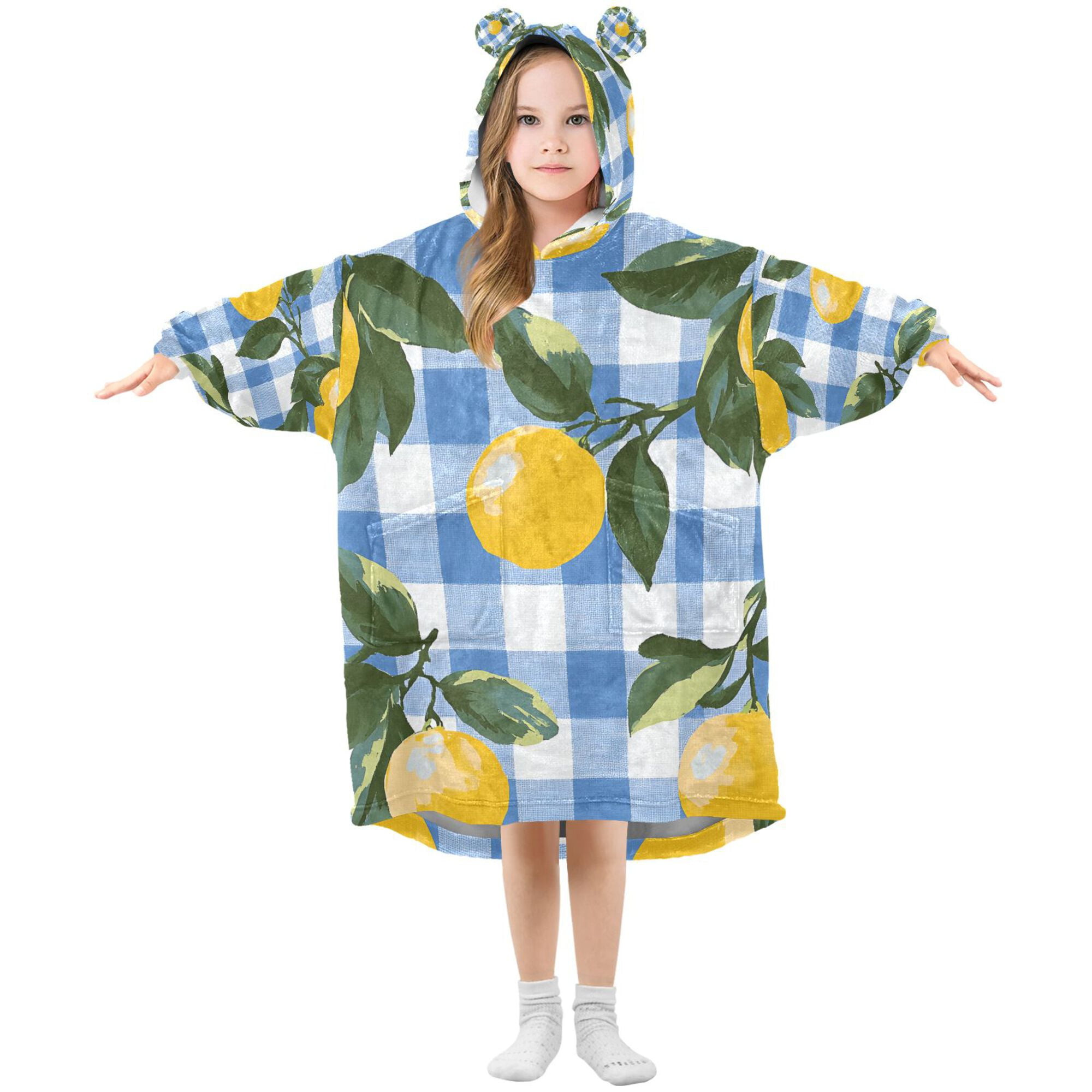 FORMRS Wearable Blanket Hoodie with Sleeves for Kids Cozy Flannel ...