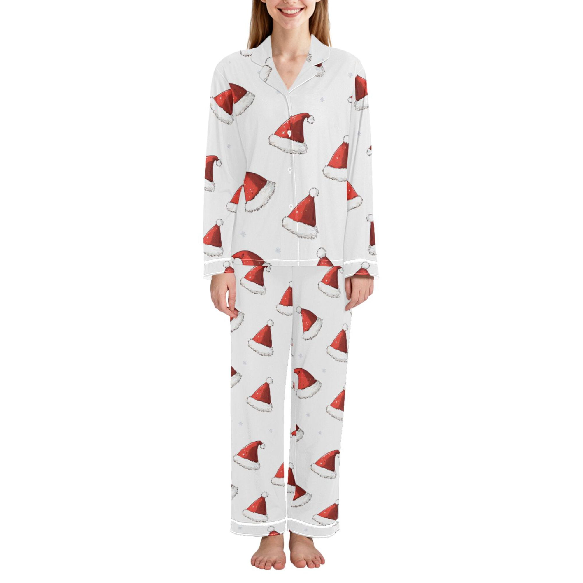 FORMRS Womens Pajama Set Long Sleeve Top and Pants with Pockets Soft ...