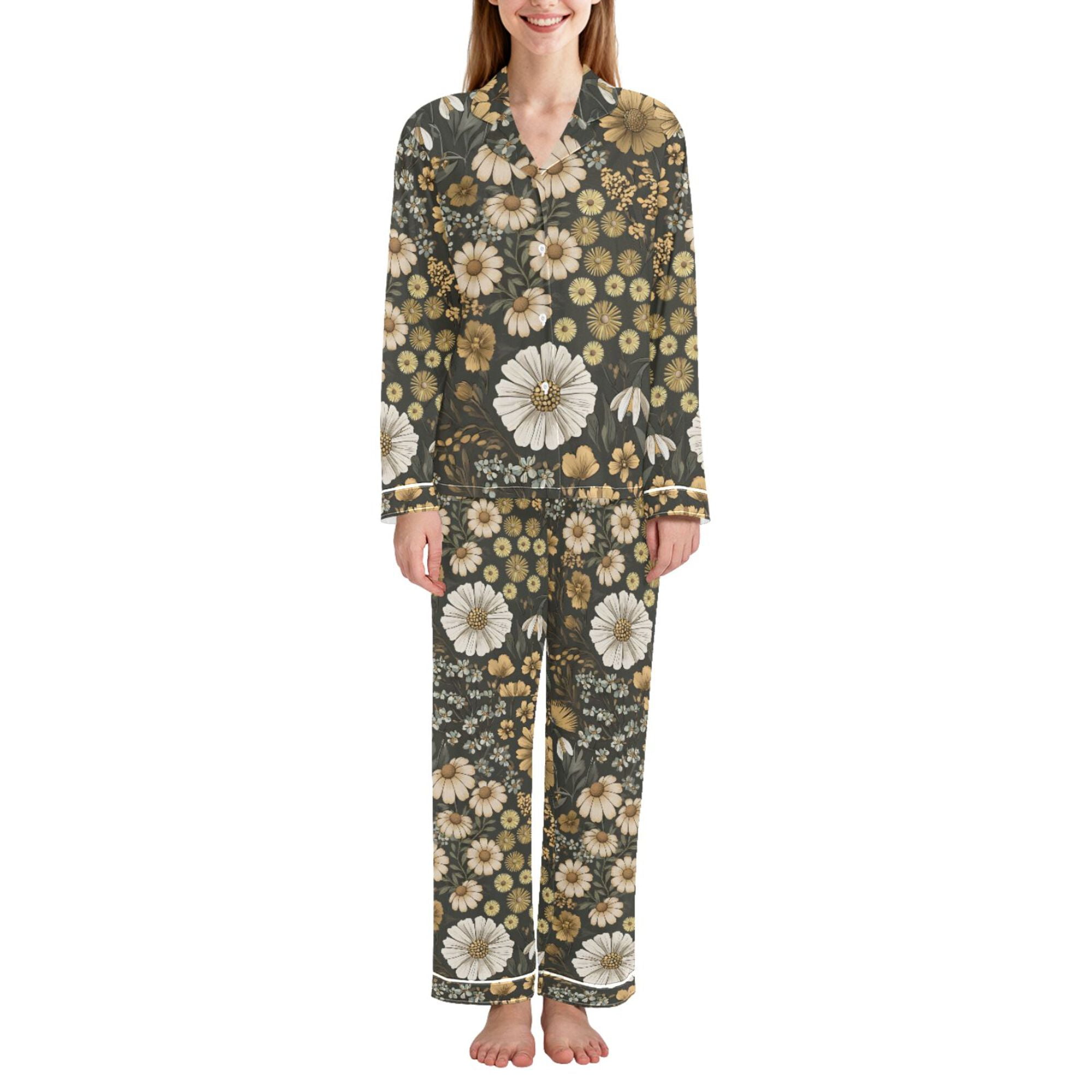 FORMRS Womens Pajama Set Long Sleeve Top and Pants with Pockets Soft ...