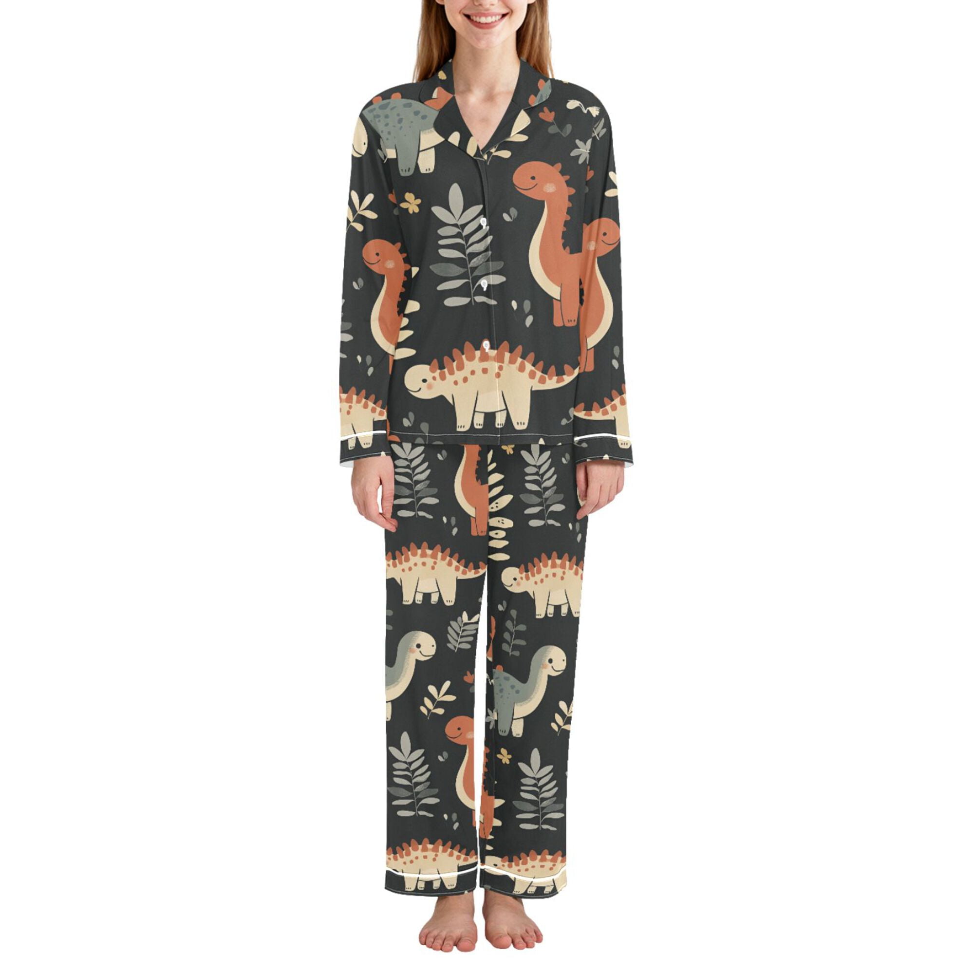 FORMRS Womens Pajama Set Long Sleeve Top and Pants with Pockets Soft ...