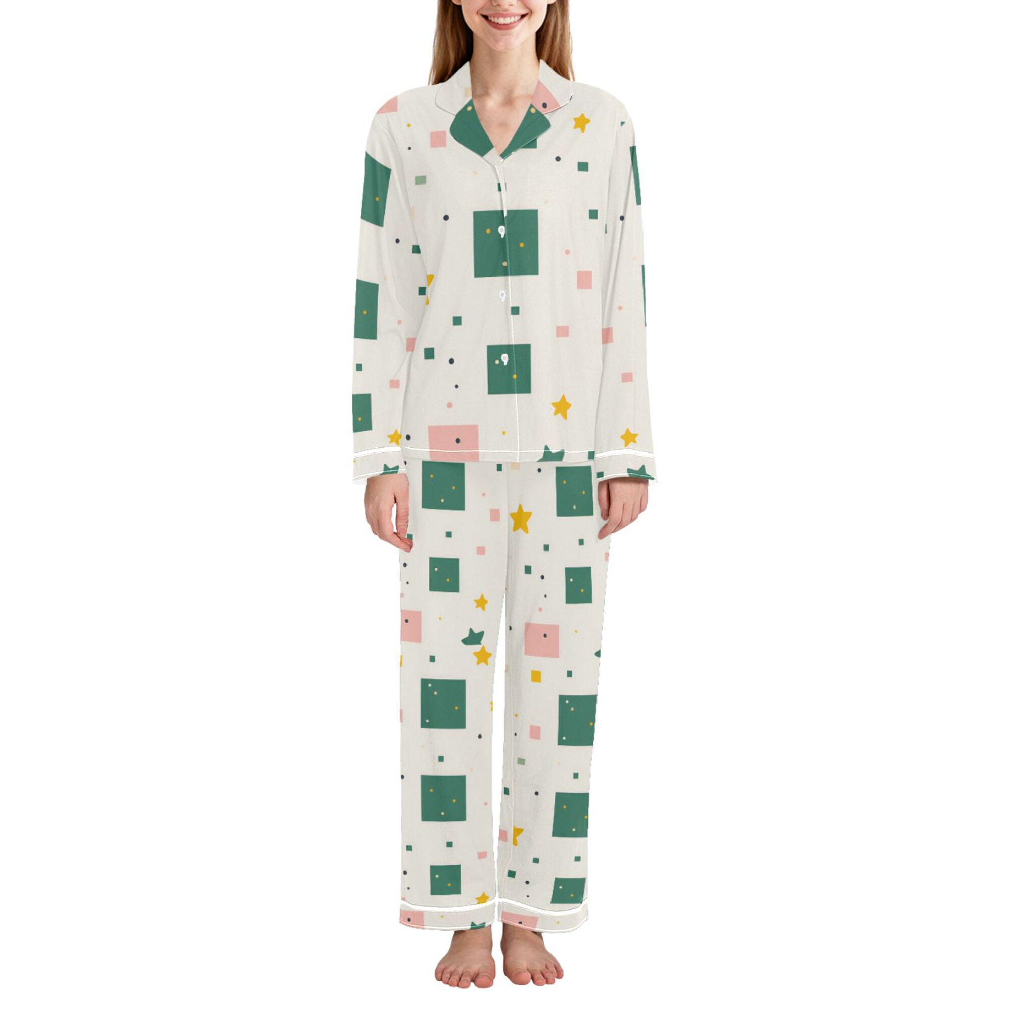 FORMRS Womens Pajama Set Long Sleeve Top and Pants with Pockets Soft ...