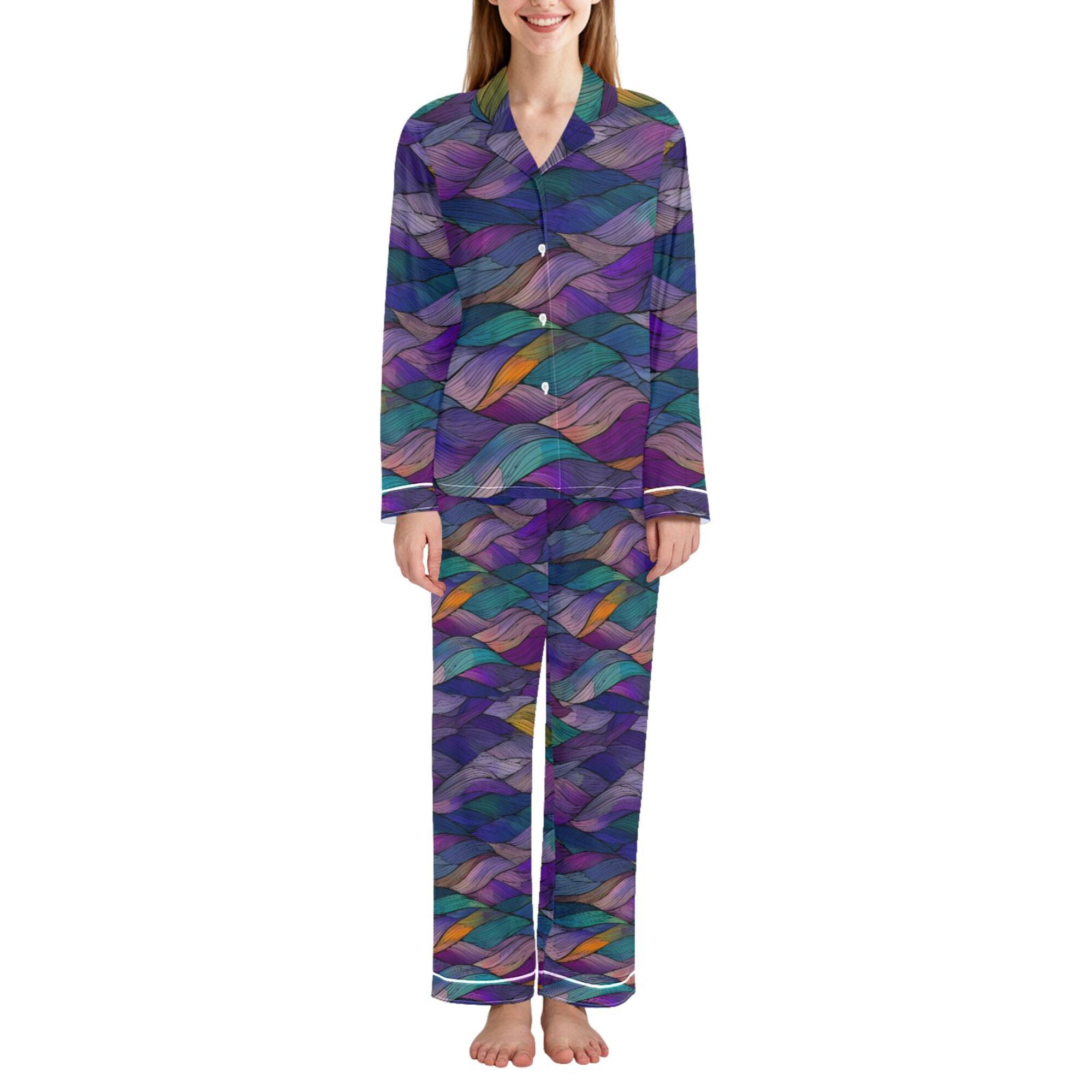 FORMRS Womens Pajama Set Long Sleeve Top and Pants with Pockets Soft ...