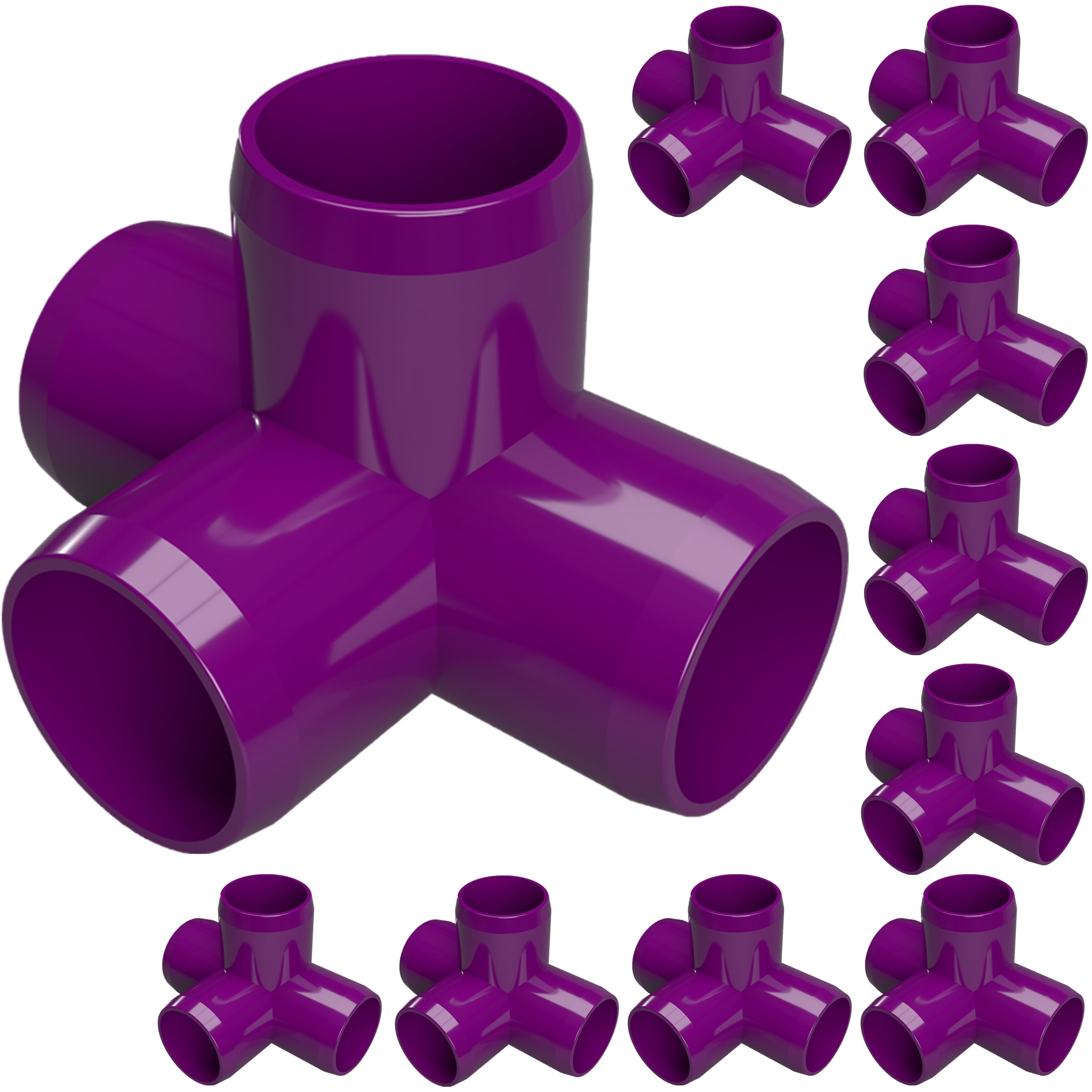 FORMUFIT 1/2" 4-Way Tee Furniture Grade PVC Fitting in Purple, Made In ...
