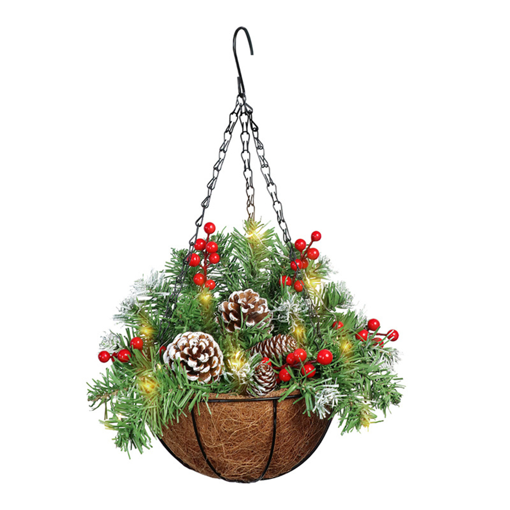 FORSHUYU Christmas Artificial Hanging Basket,Christmas Flower Hanging ...