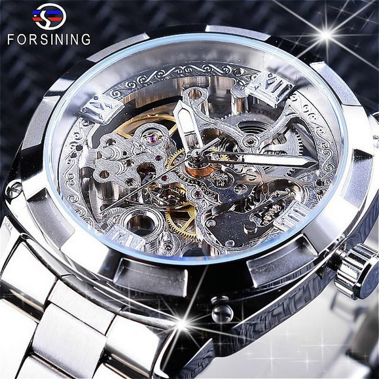 FORSINING Men Skeleton Automatic Winding Mechanical Watches Gold ...