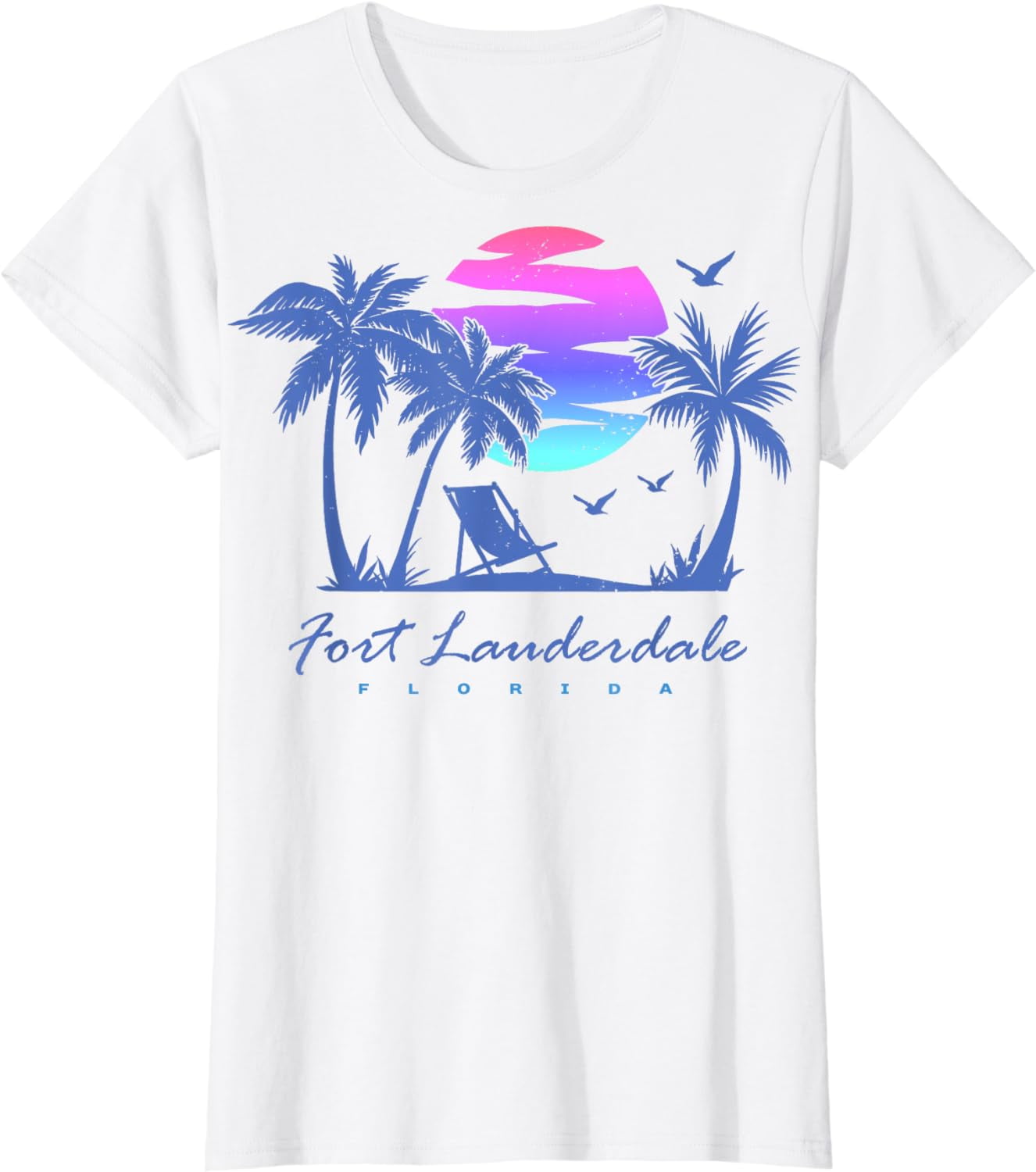 FORT LAUDERDALE FLORIDA Beach Vacation Retro Vintage Sunset T-Shirt ...