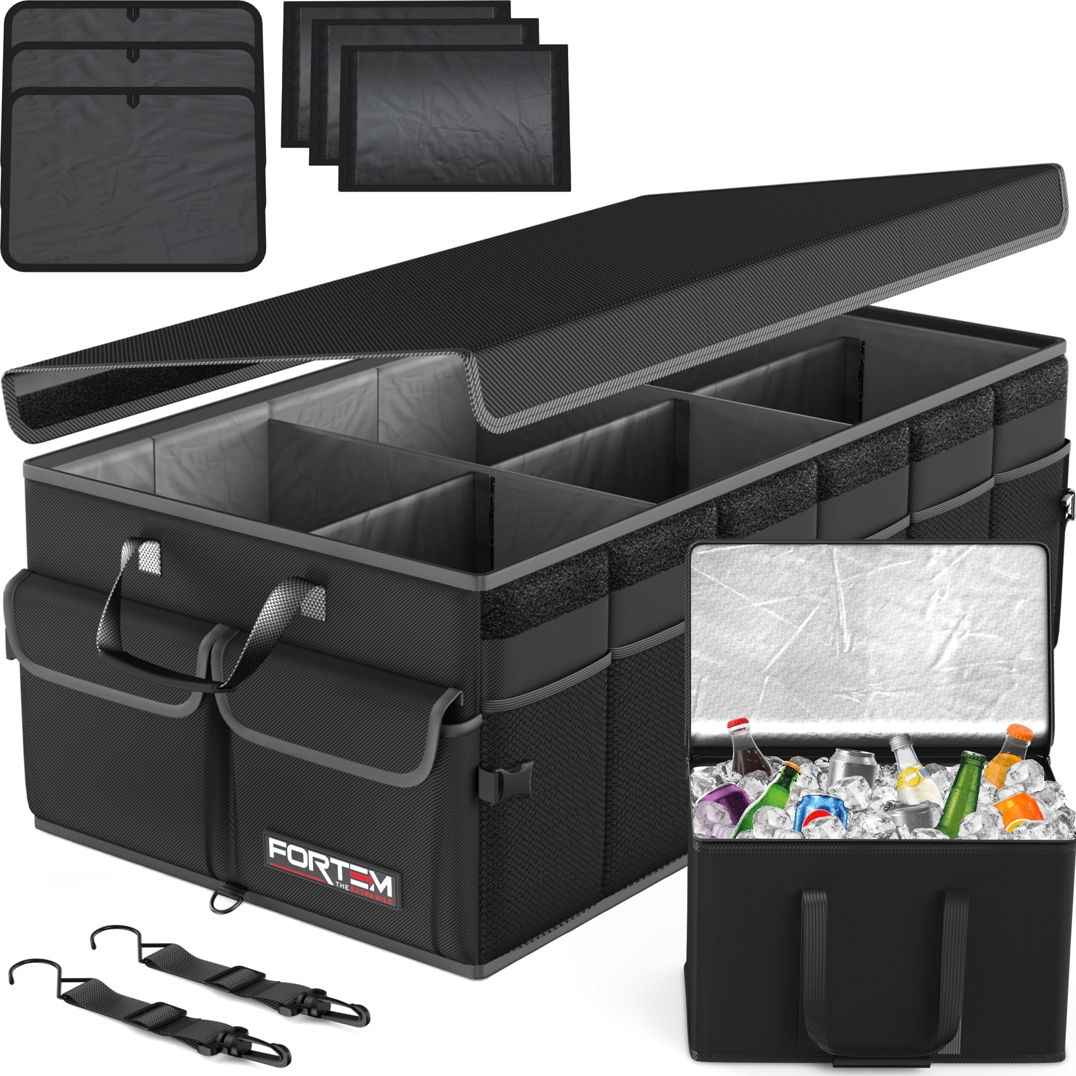 FORTEM Car Trunk Organizer with Cooler, Collapsible Multi Compartment ...