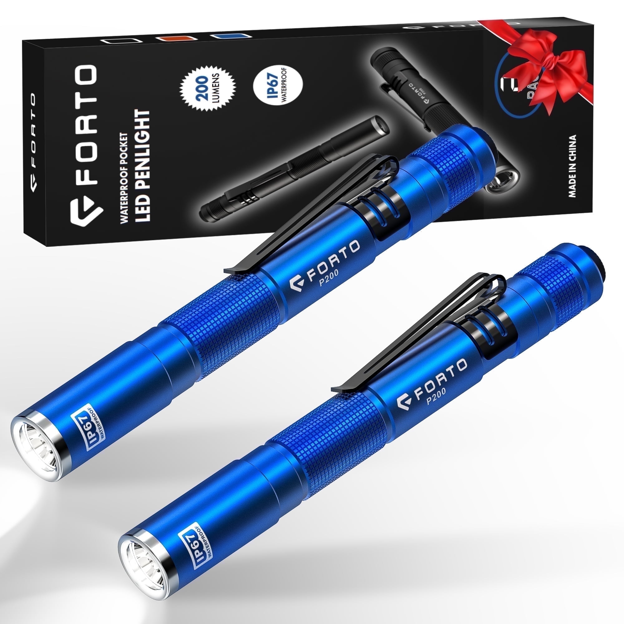 FORTO Small LED Flashlight 200 Lumens IP67 Waterproof, AAA Batteries ...