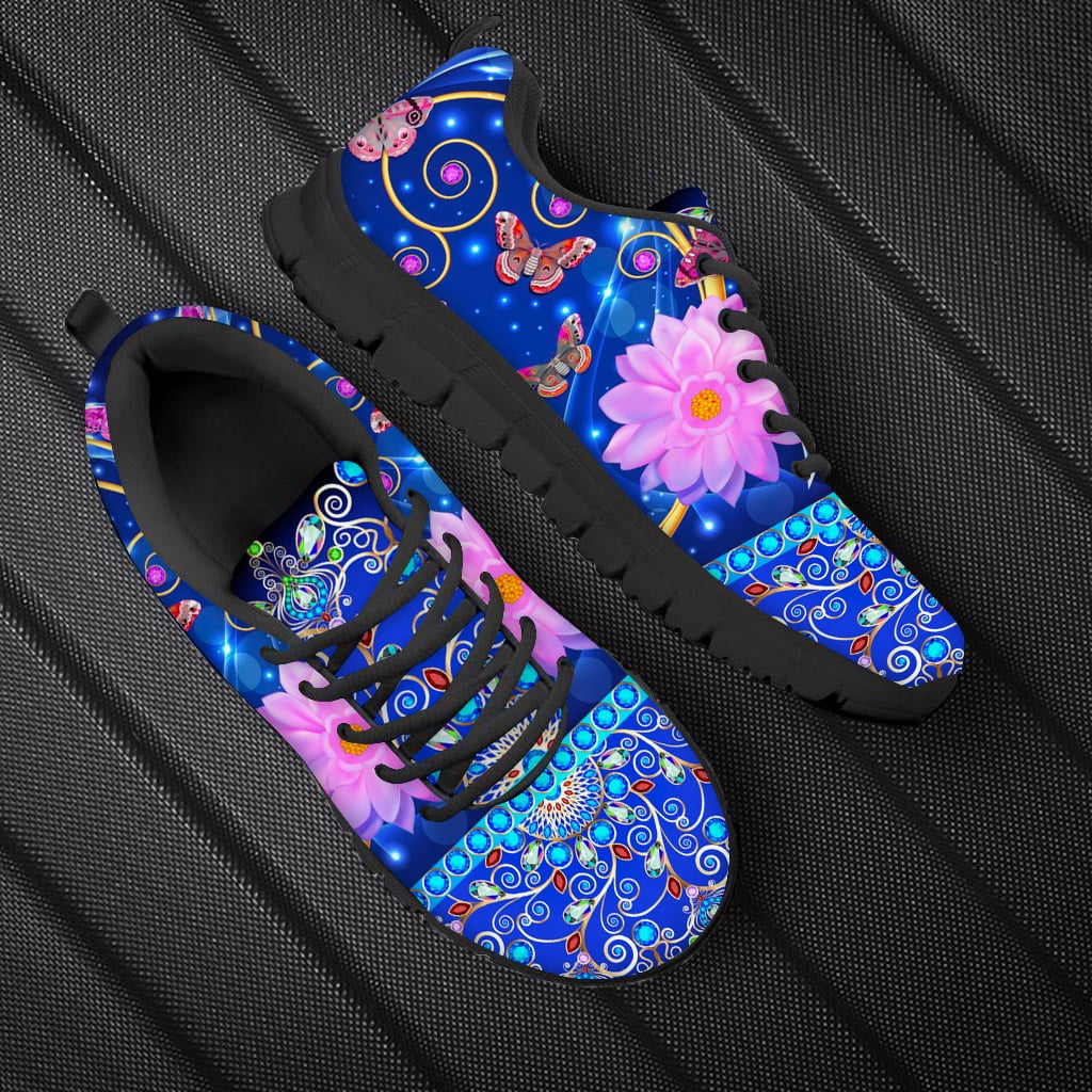 FORUDESIGN 2021 White Sole Flat Shoes For Women Retro Blue Mandala ...