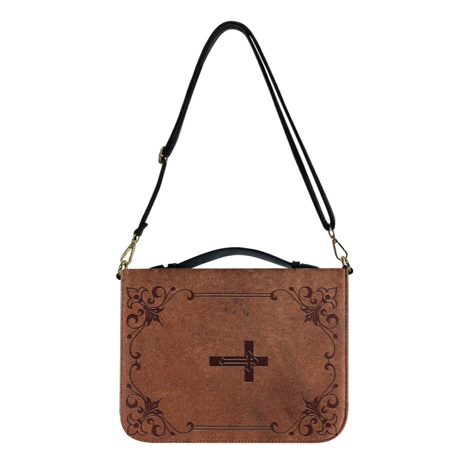 FORUDESIGNS Brown Cross Floral Bible Cover Lightweight Bible Case ...