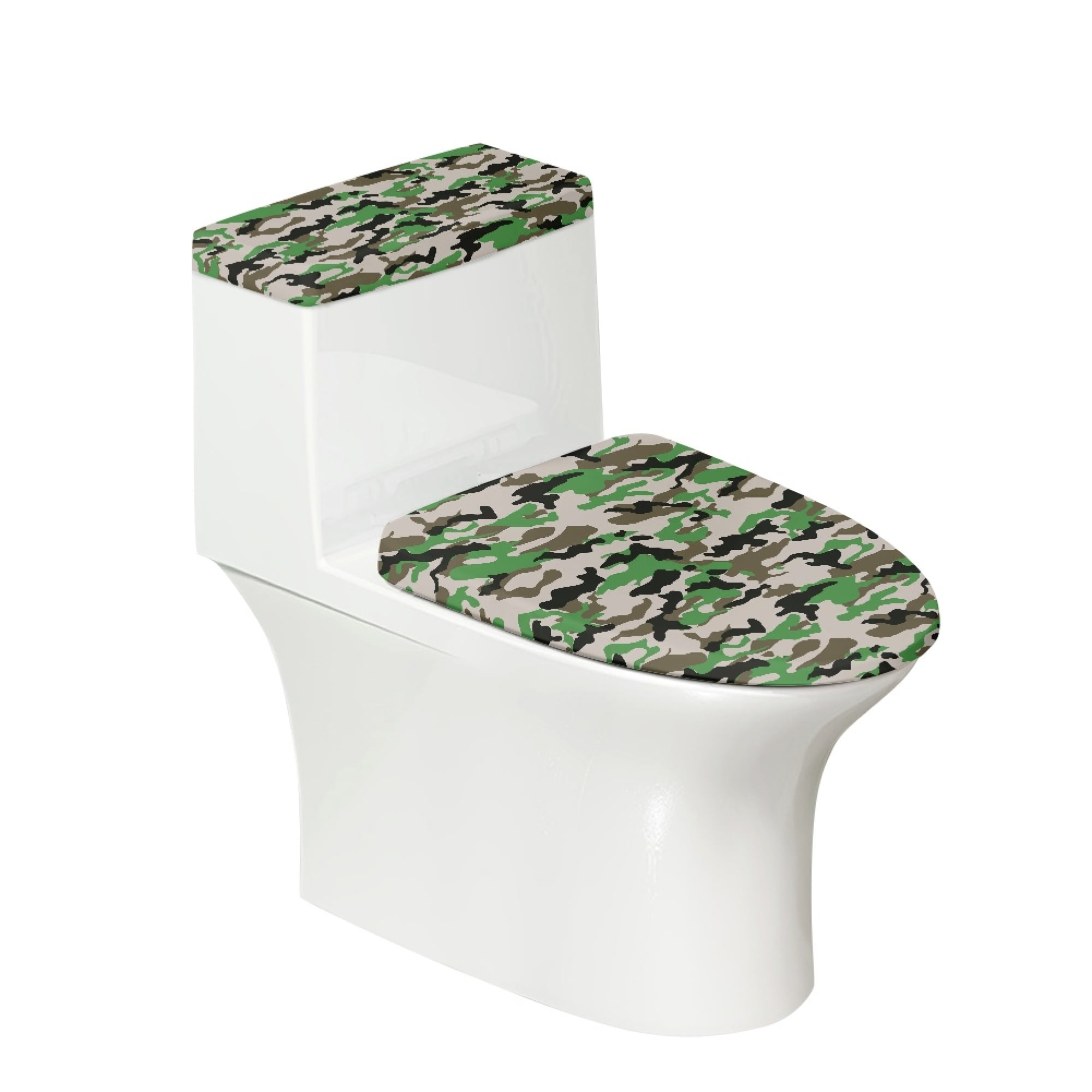 FORUDESIGNS Camo Print Toilet Lid Cover Toilet Tank Cover 2 Pieces Non ...