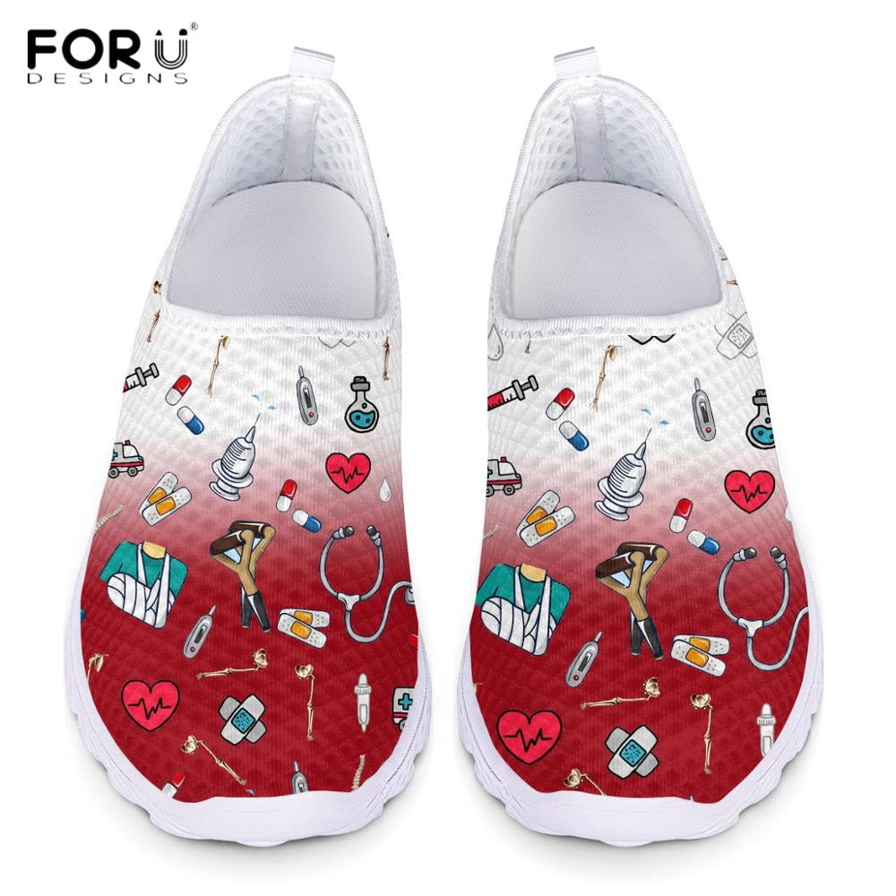 FORUDESIGNS Cartoon Nurse/Premium Sketch Print Women's Casual Shoes ...