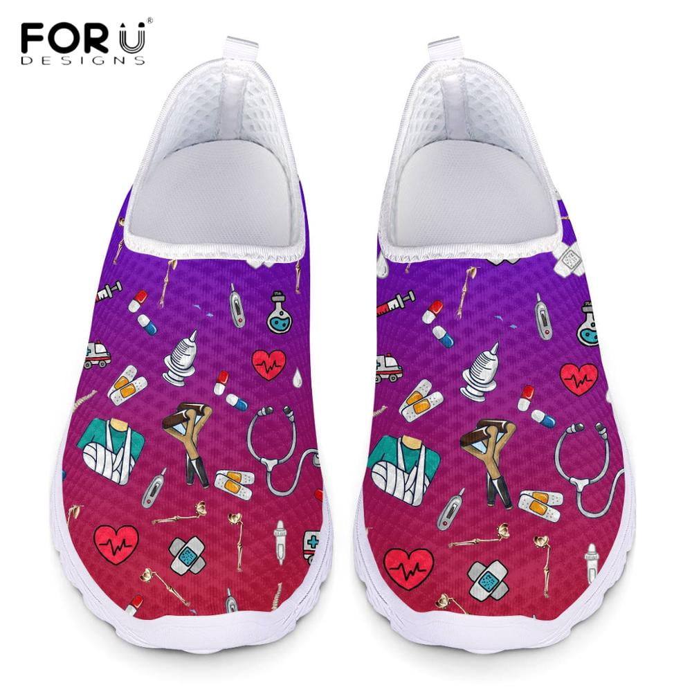 FORUDESIGNS Cartoon Nurse/Premium Sketch Print Women's Casual Shoes ...