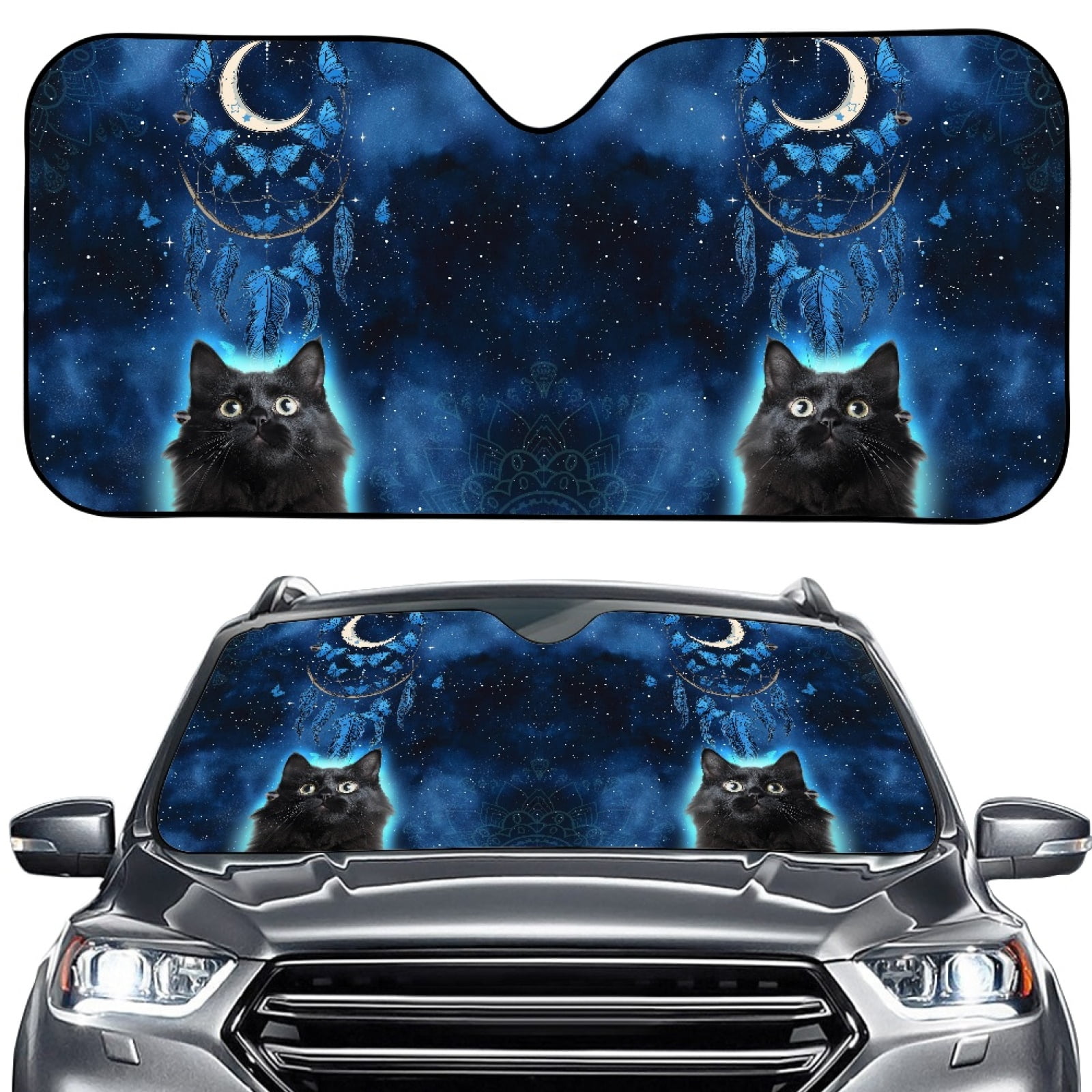 FORUDESIGNS Cat Dreamcatcher Print Car Windshield Sun Shade Thicken ...