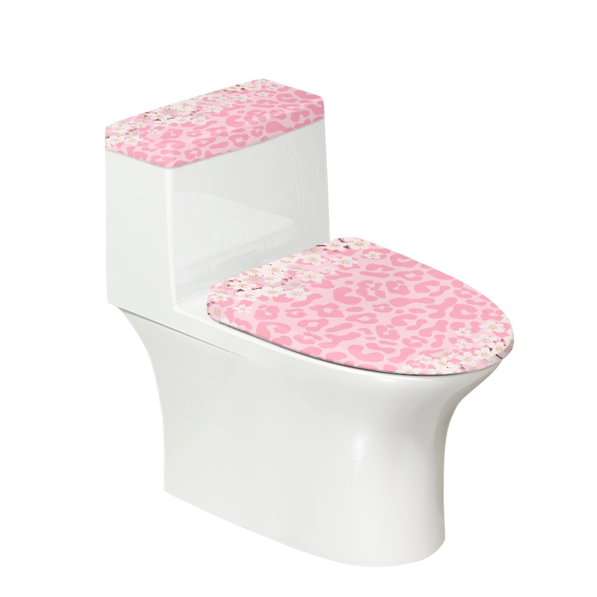 FORUDESIGNS Cherry Blossom Leopard Pattern 2 Pack Toilet Lid Cover with ...