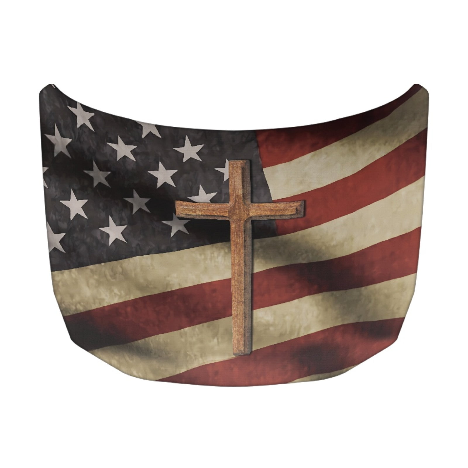 FORUDESIGNS Cross American Flag Pattern Car Hood Cover Weather ...