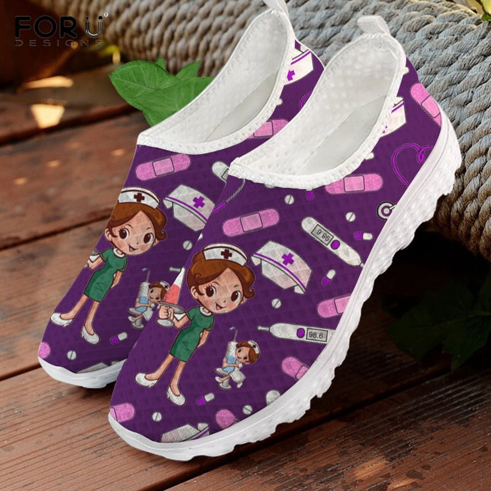 FORUDESIGNS Cute Cartoon Nurse/Doctor/Hospital Pattern Woman Slip On ...
