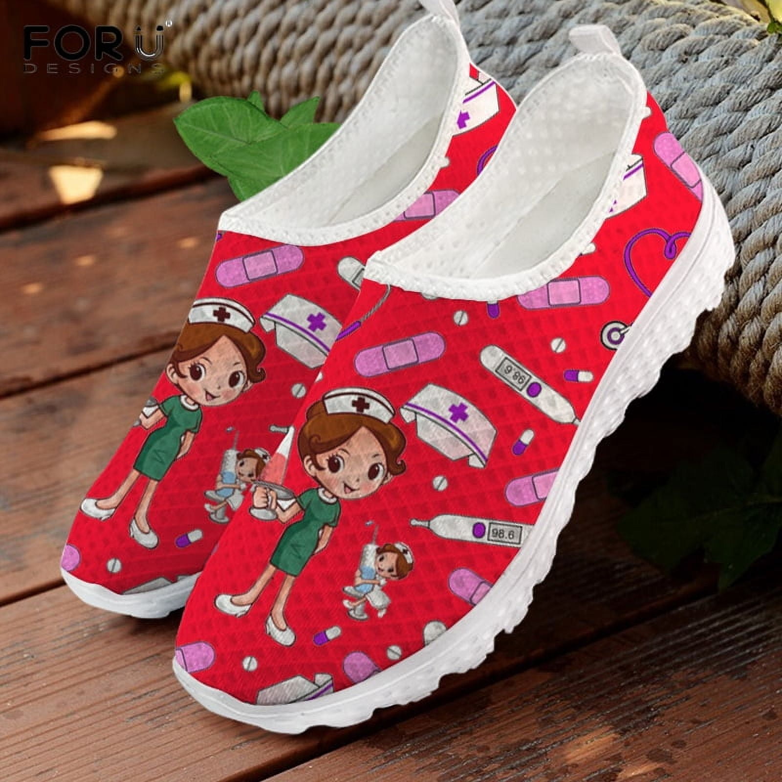 FORUDESIGNS Cute Cartoon Nurse/Doctor/Hospital Pattern Woman Slip On ...