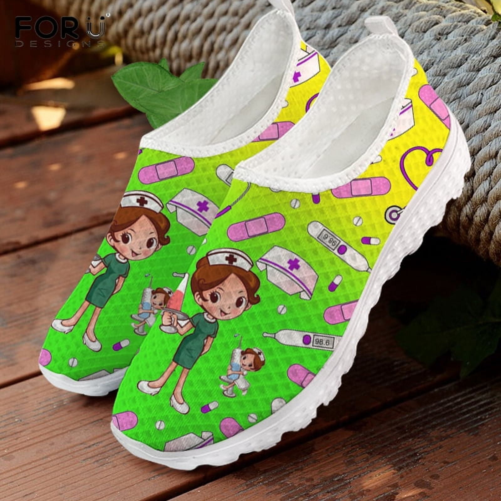 FORUDESIGNS Cute Cartoon Nurse/Doctor/Hospital Pattern Woman Slip On ...