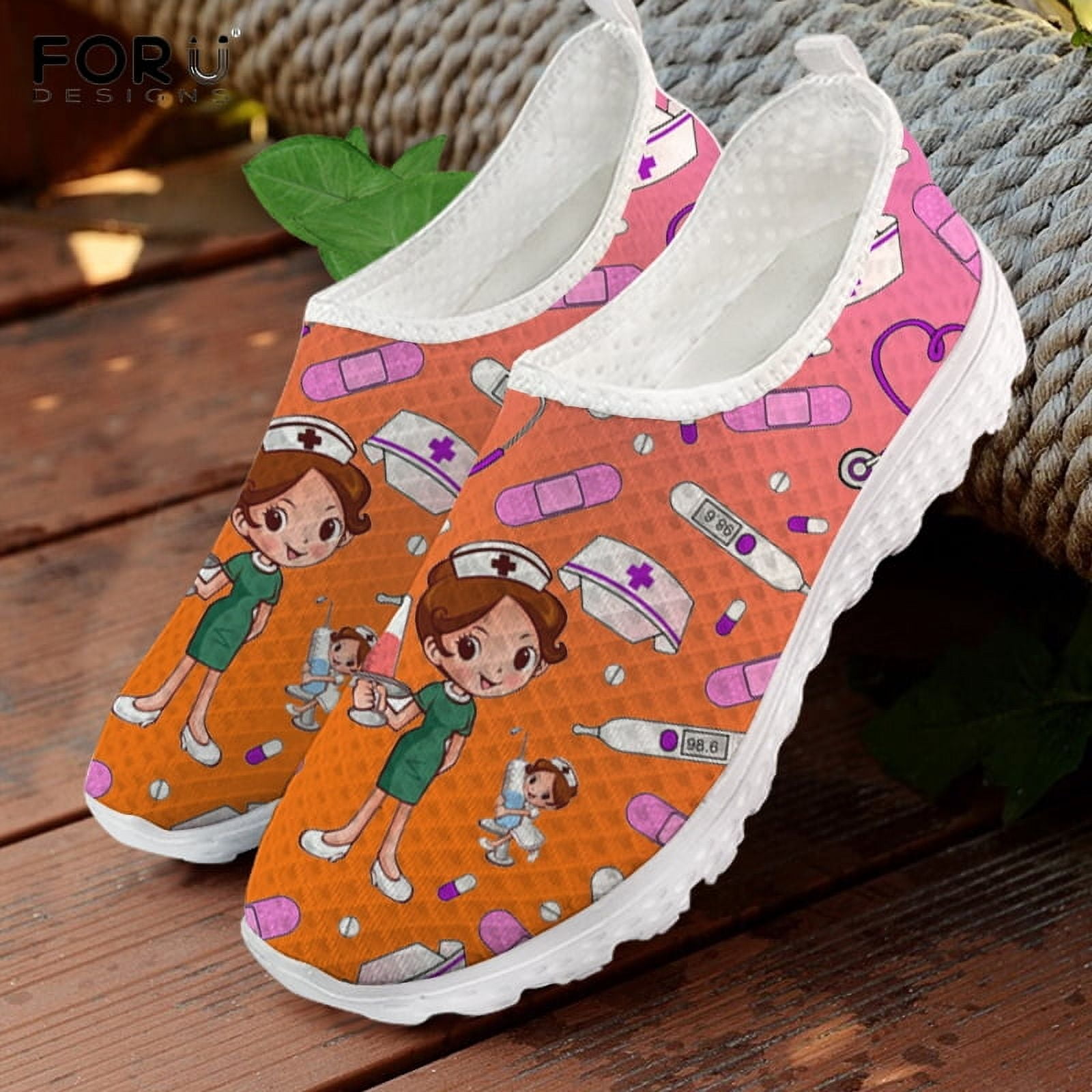 FORUDESIGNS Cute Cartoon Nurse/Doctor/Hospital Pattern Woman Slip On ...