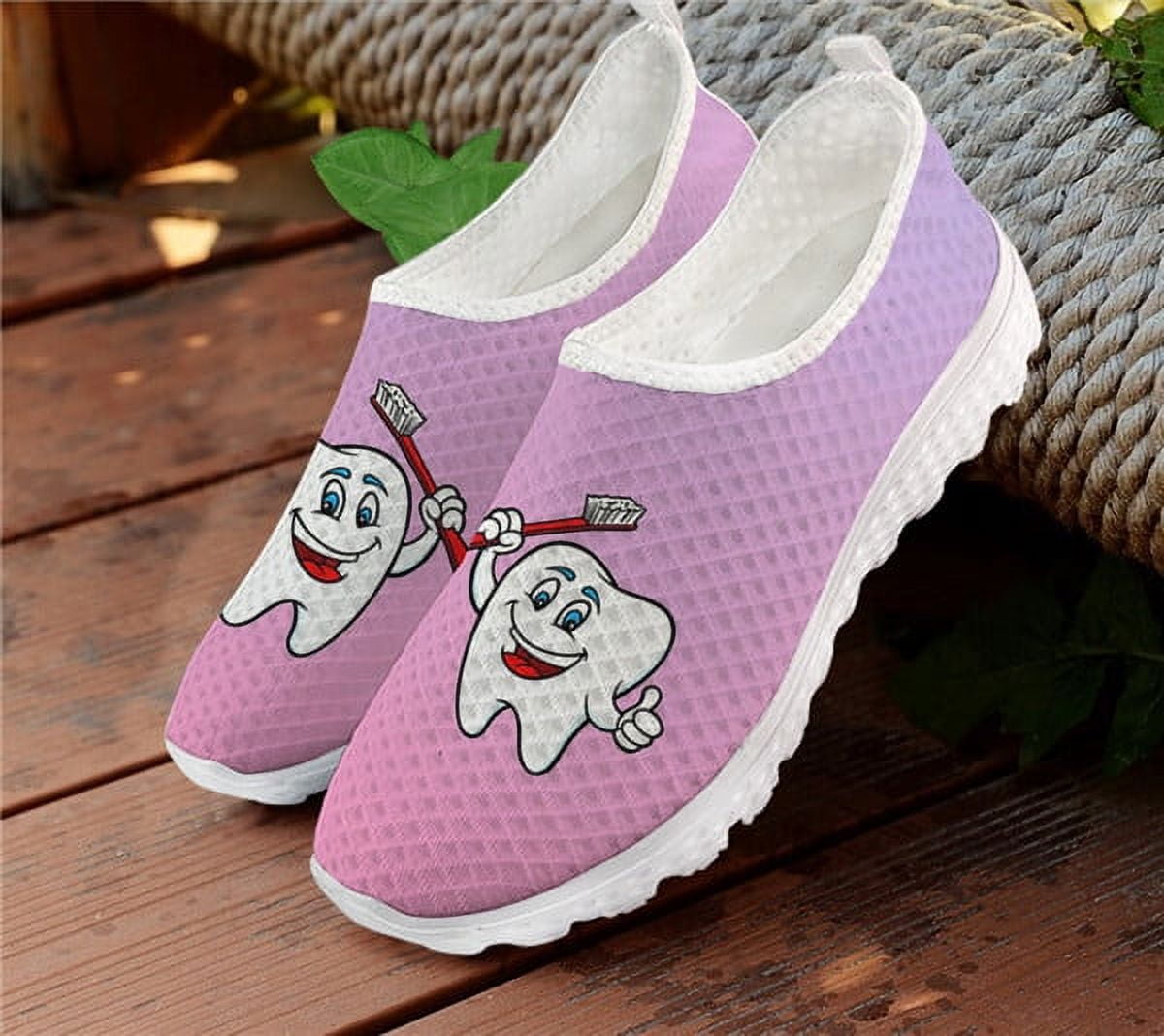 FORUDESIGNS Cute Cartoon Toothbrush Pattern Women Slip On Sneakers ...
