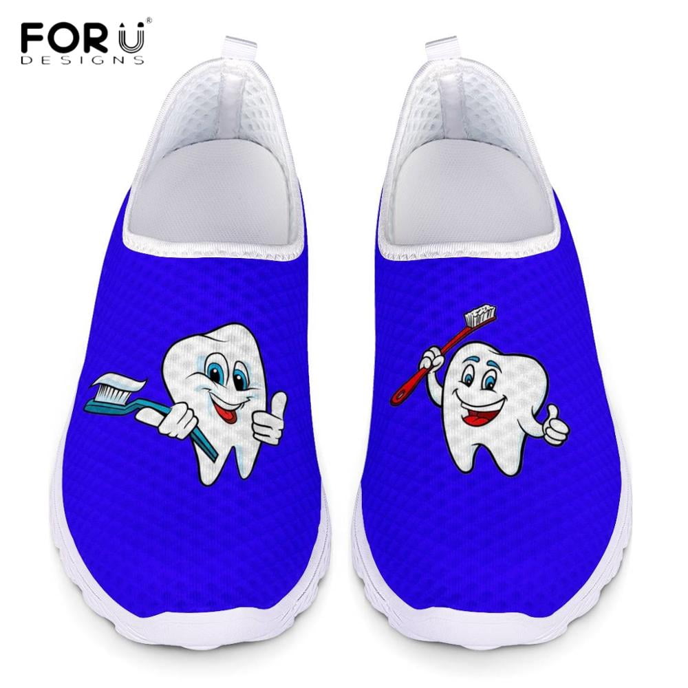 FORUDESIGNS Cute Cartoon Toothbrush Pattern Women Slip On Sneakers ...