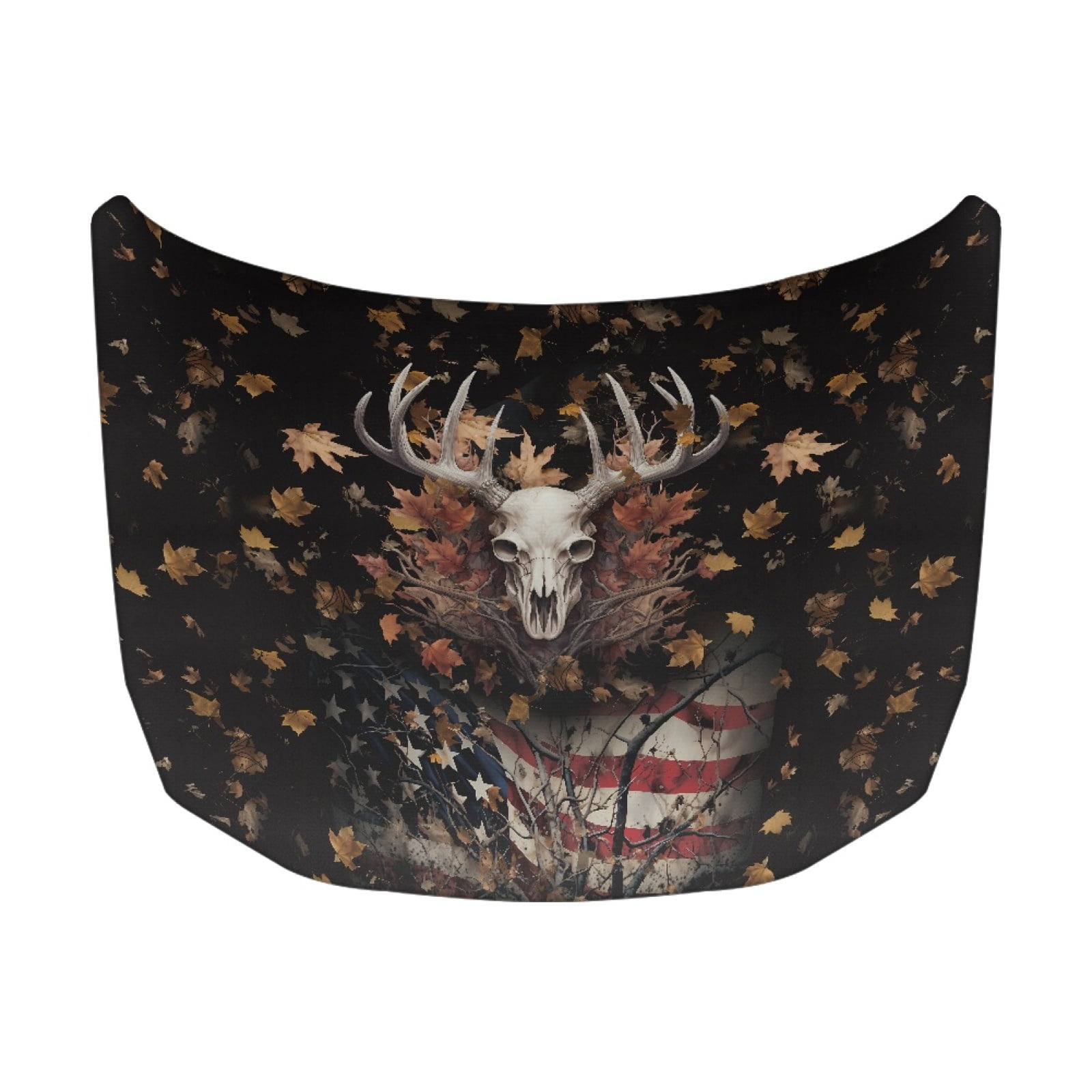 FORUDESIGNS Deer American Flag Pattern Car Hood Cover Flag Maple Leaf ...