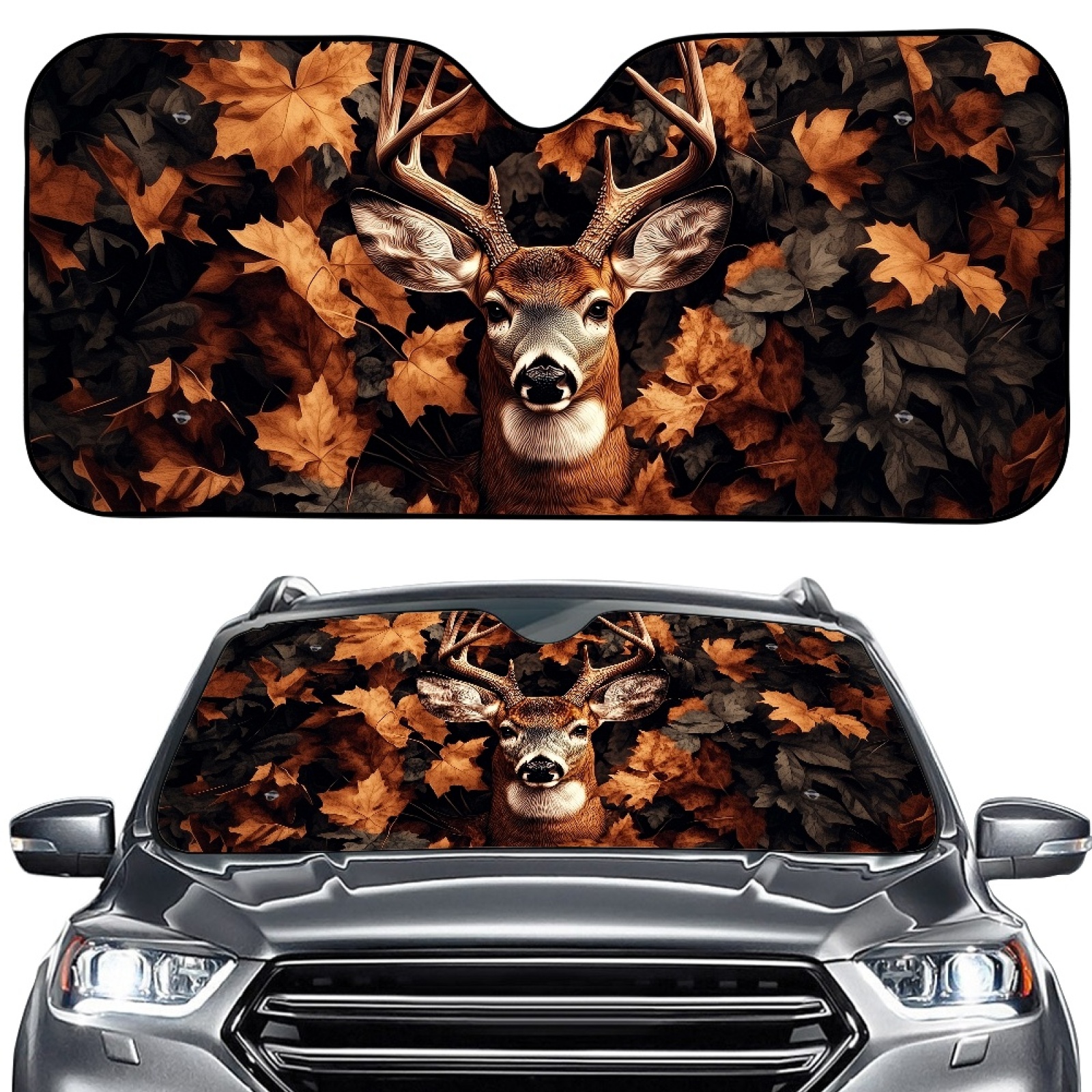 FORUDESIGNS Deer Camo Pattern Car Windshield Sun Shade Foldable Car ...