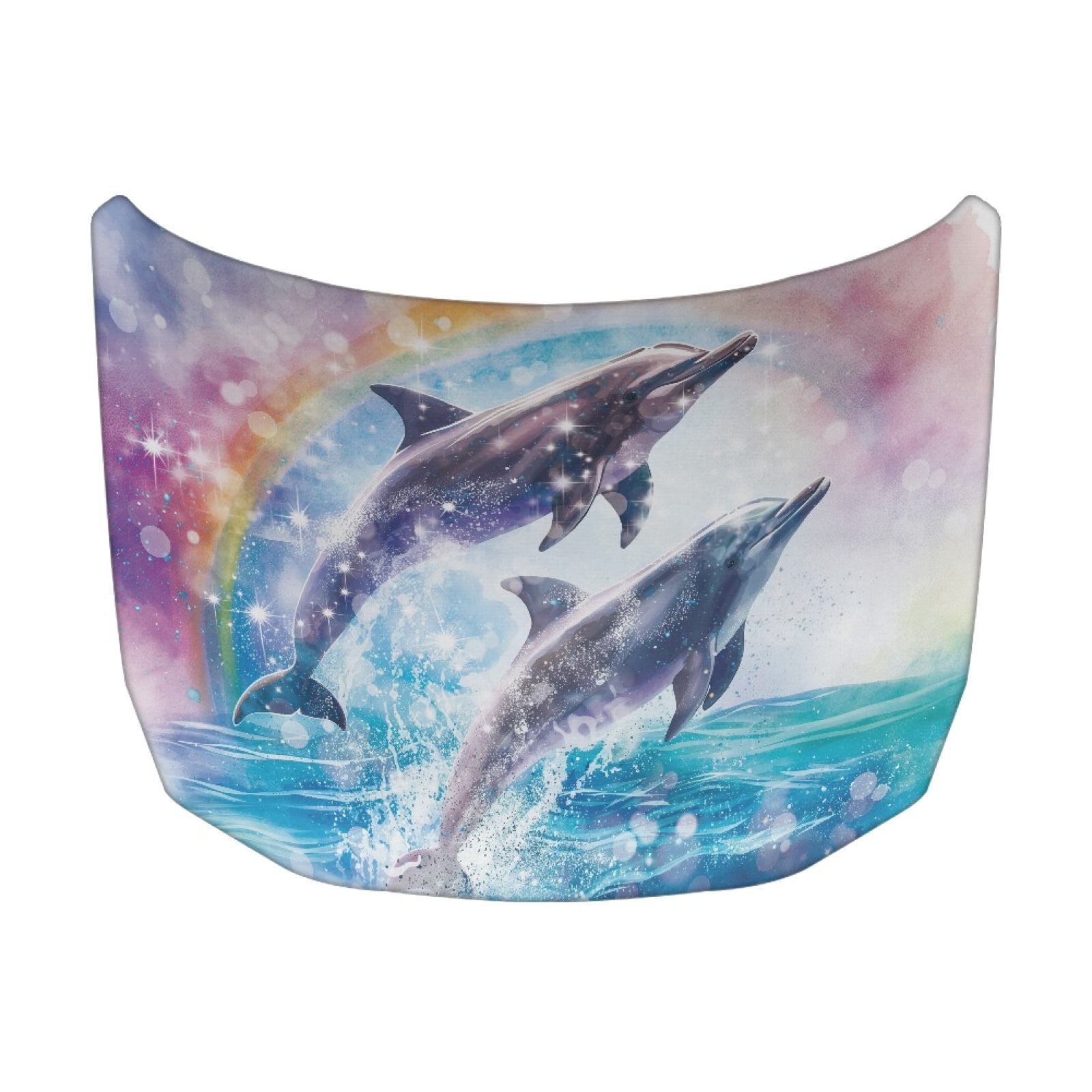 FORUDESIGNS Dolphin Rainbow Print Car Hood Cover Weather-Resistant ...