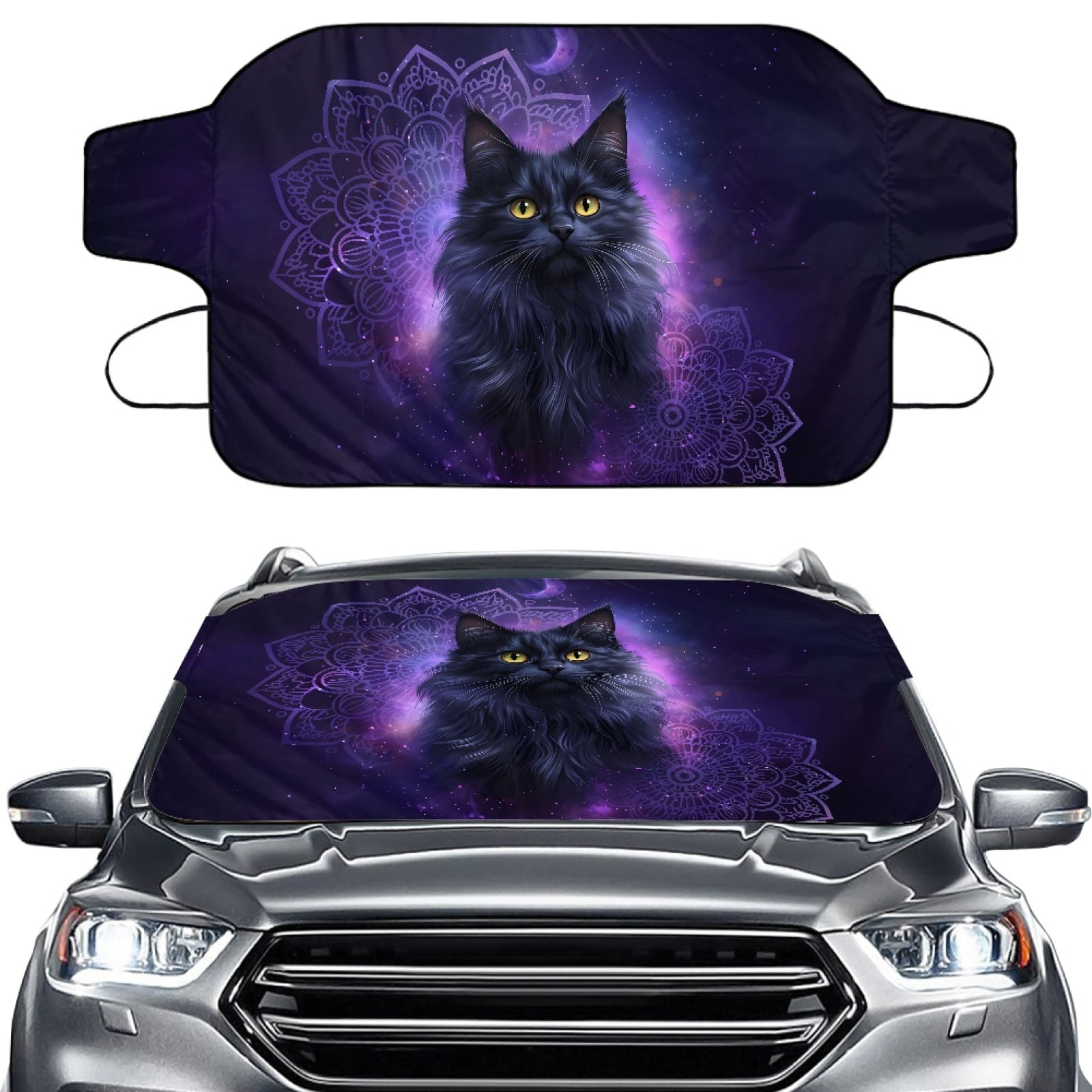 FORUDESIGNS Galaxy Cat Boho Mandala Pattern Car Windshield Cover for ...