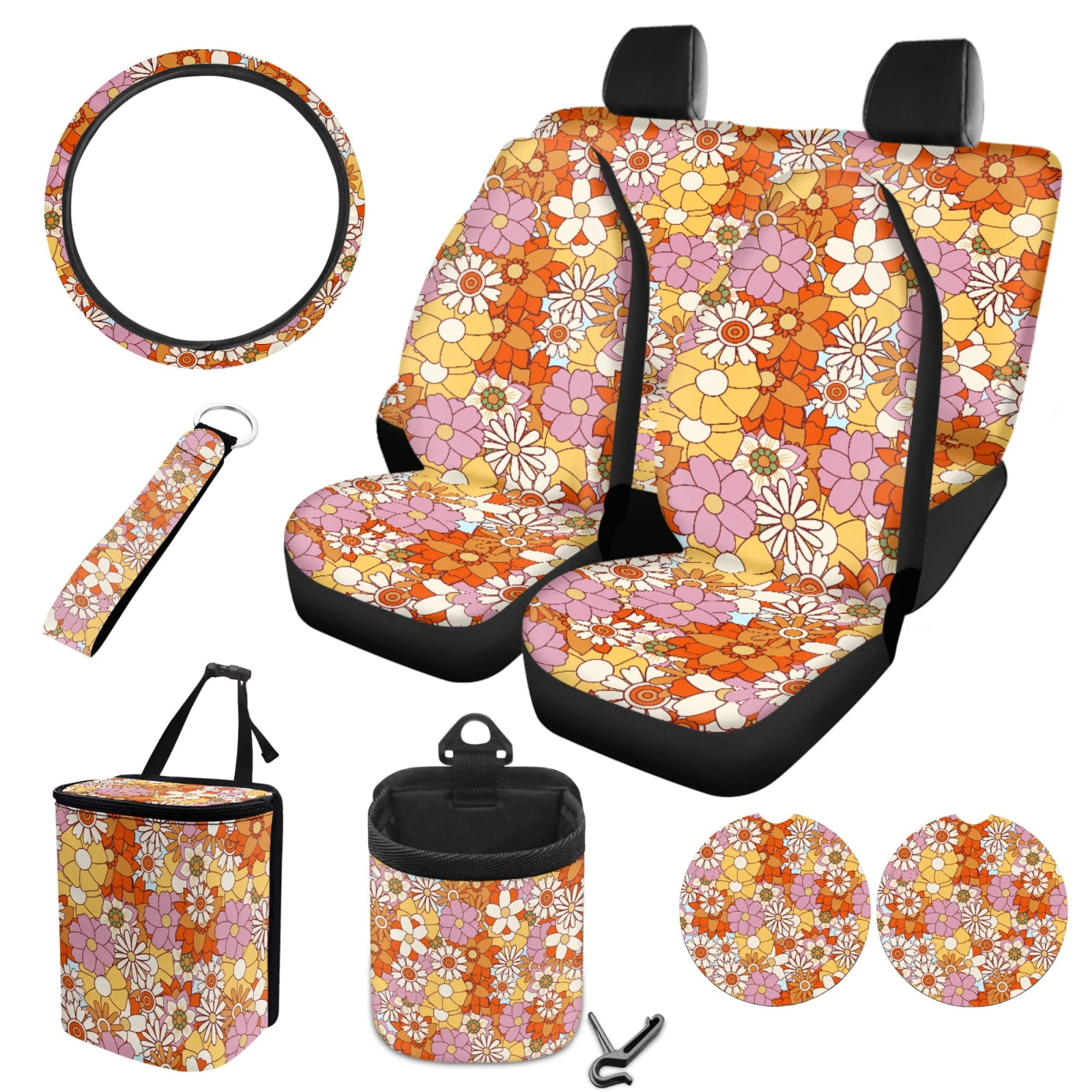 FORUDESIGNS Hippie Daisy Print 10 Pack Car Accessories Sets Scratch ...