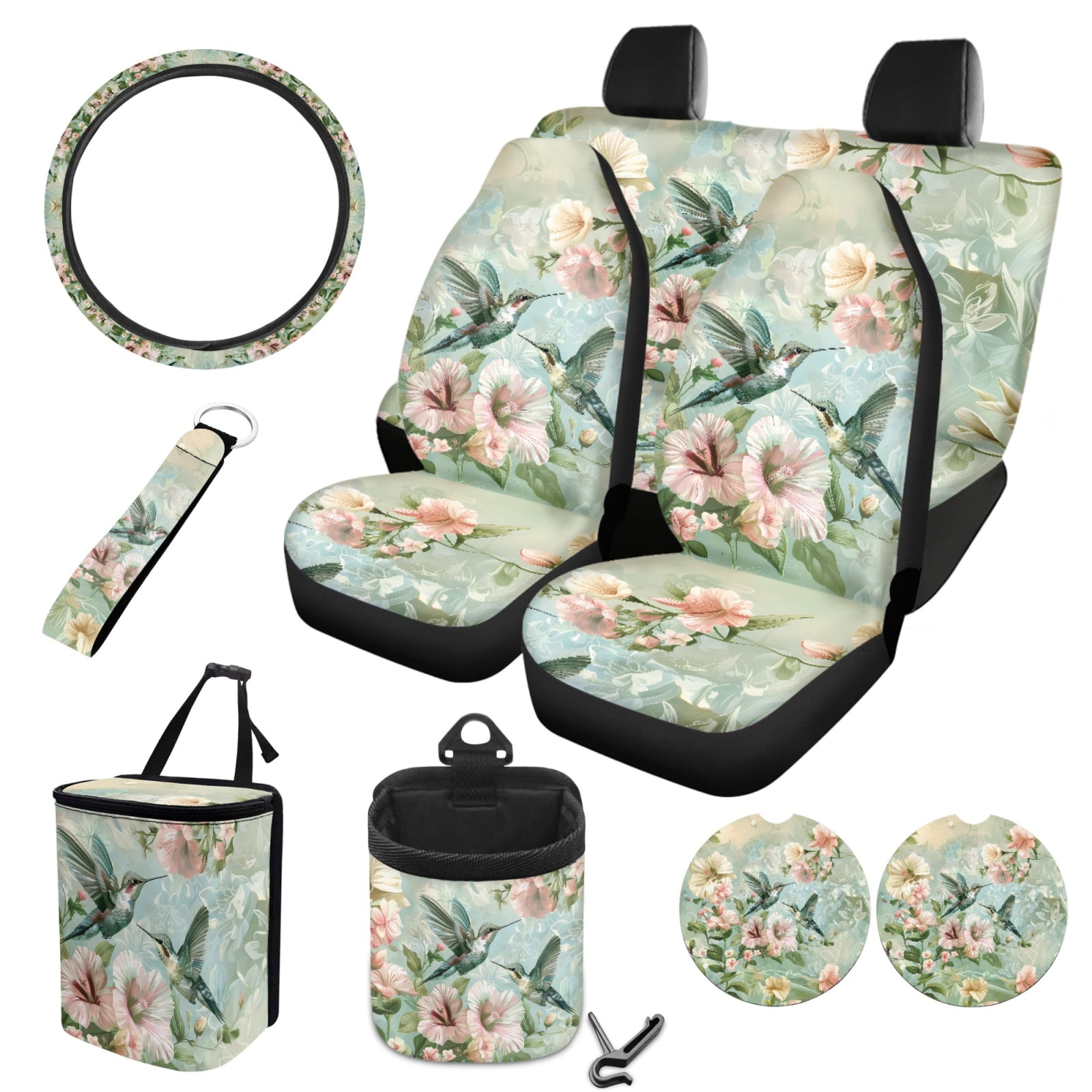 FORUDESIGNS Hummingbird Hibiscus Pattern Car Seat Covers Full Sets of ...