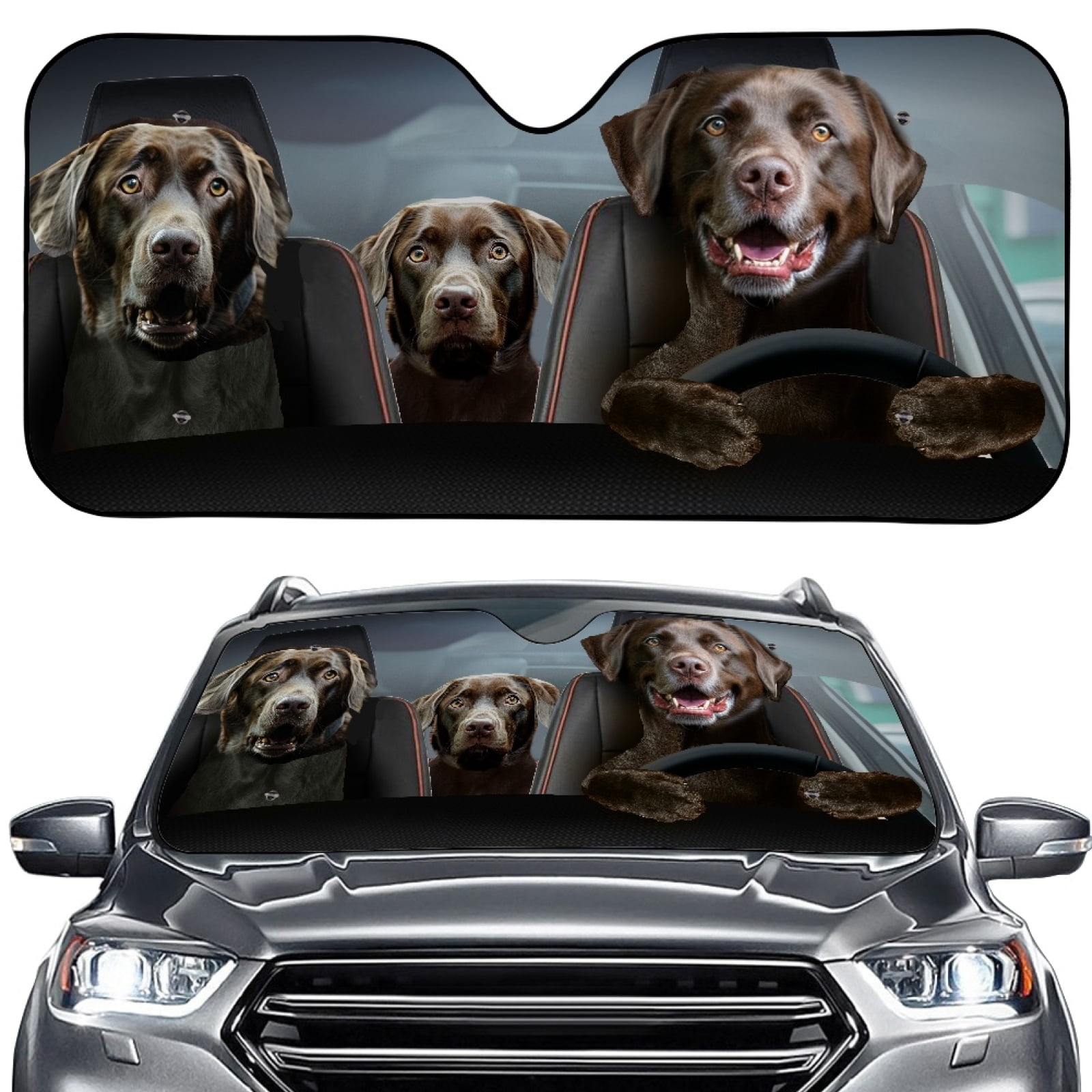 FORUDESIGNS Labrador Retriever Pattern Car Windshield Sun Shade Thicken ...