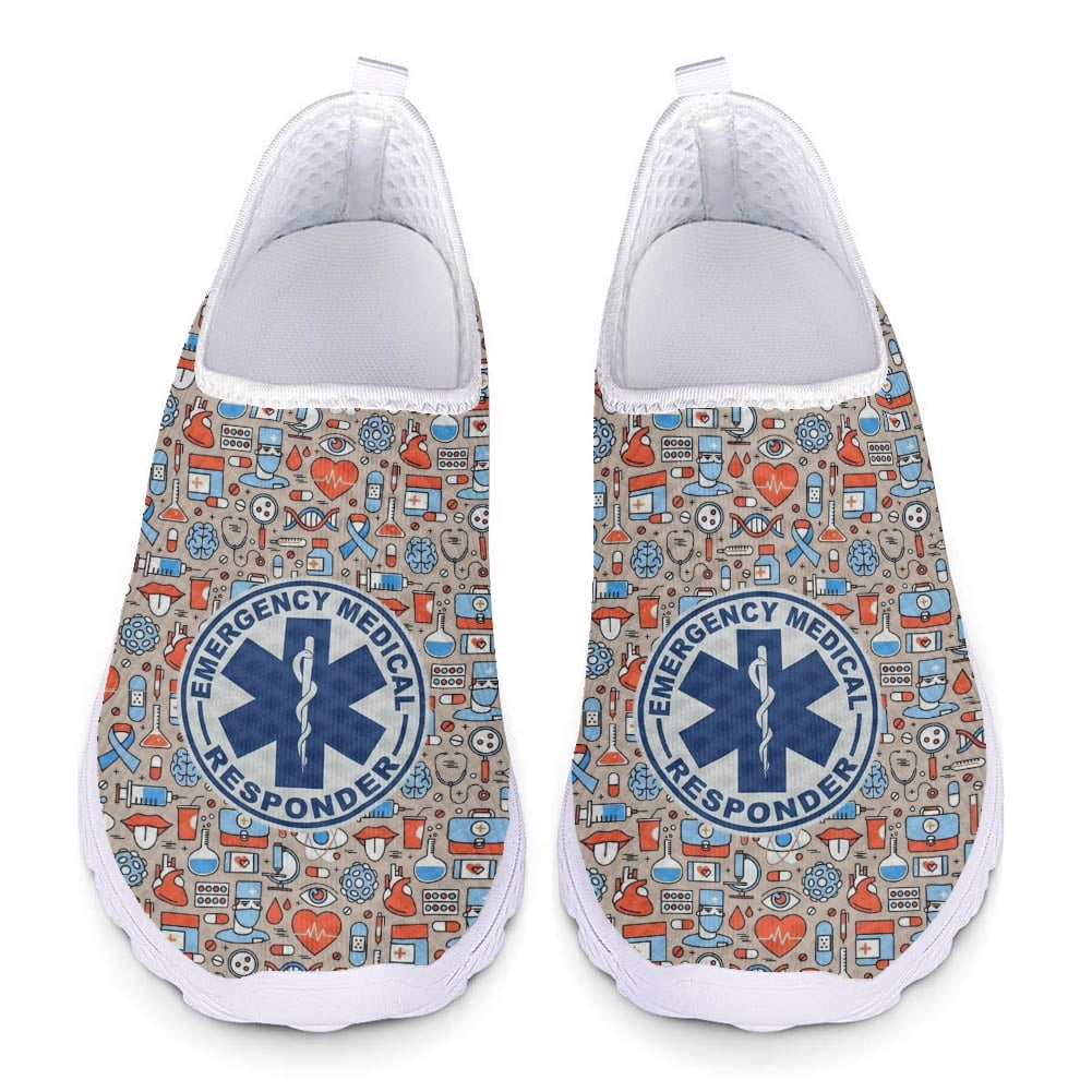 FORUDESIGNS Paramedic EMT EMS Pattern Women Super Light Flats Shoes ...